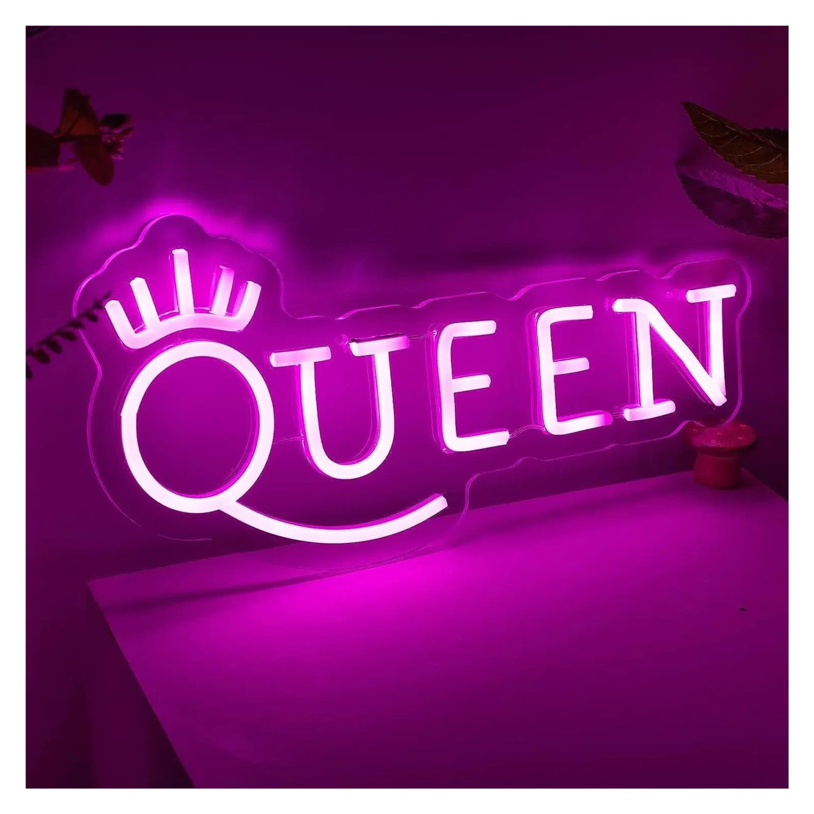 Crown Queen Neon Sign Letter Wall Art Decor Pink LED Light For Bedroom Shop Apartment Dorm ...