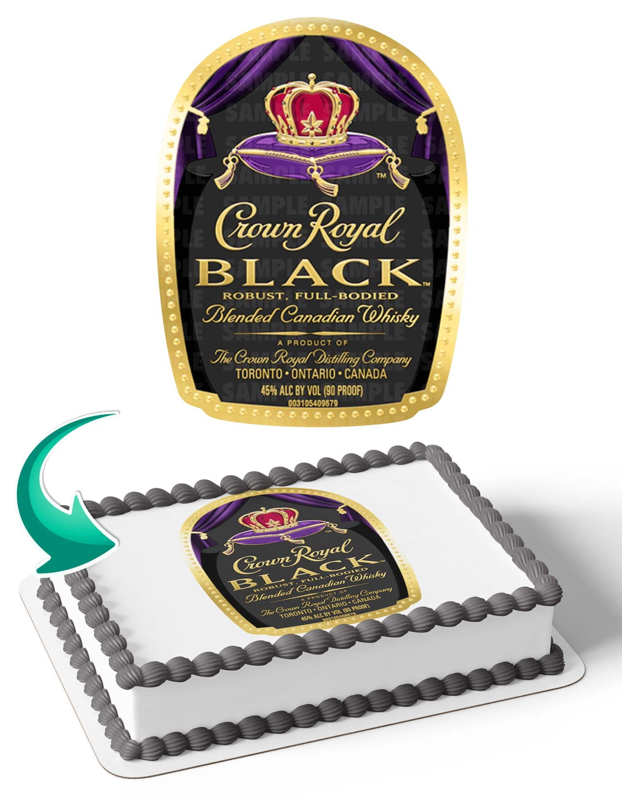 Crown Royal Black Edible Image Cake Topper Personalized Birthday Sheet ...
