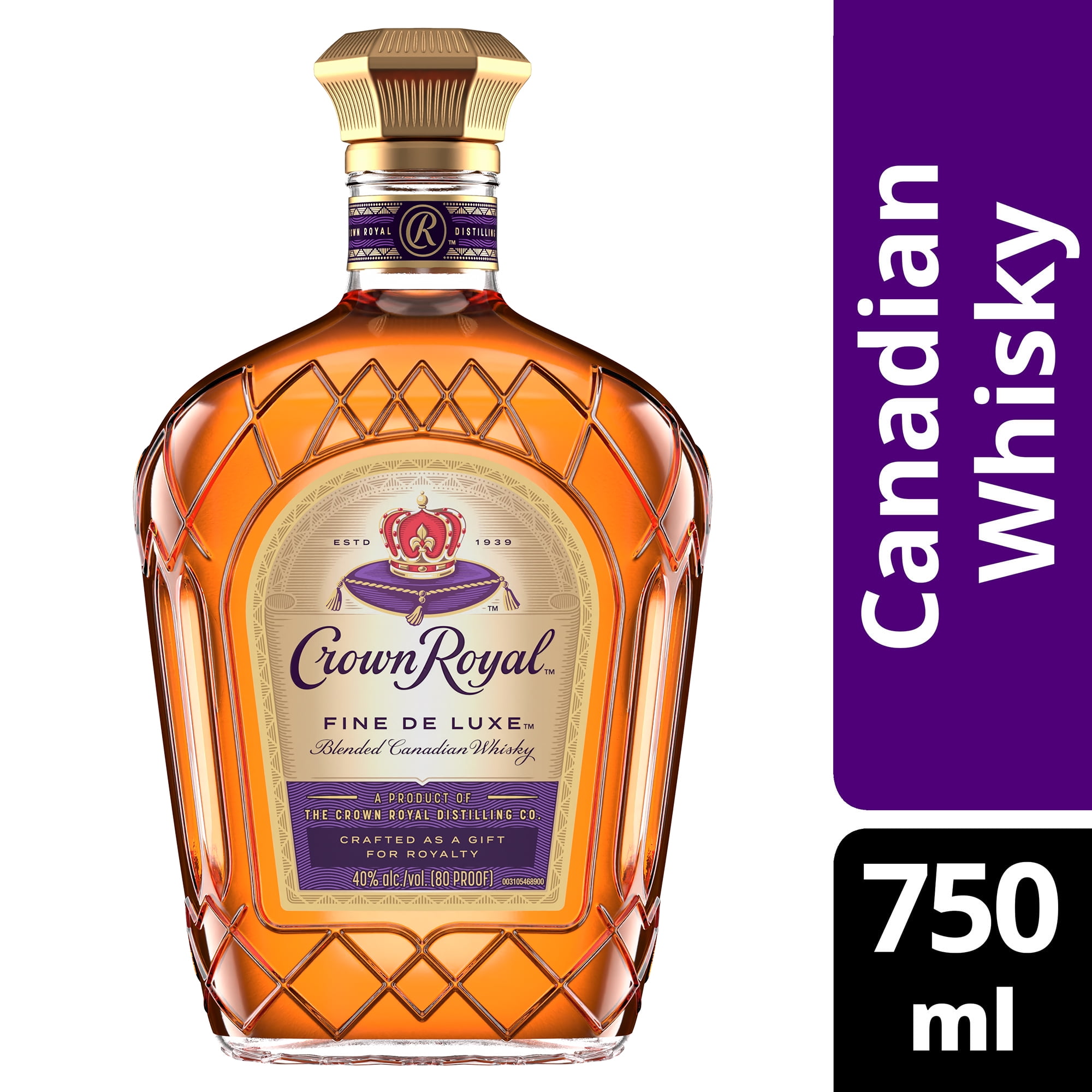 Crown Royal Fine De Luxe Blended Canadian Whisky, 750 mL Glass Bottle ...