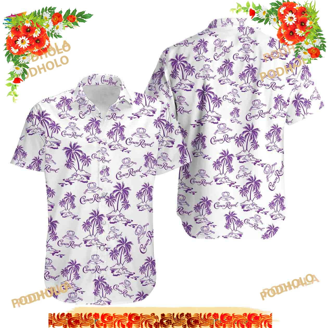 Crown Royal Funny Hawaiian Shirt Man Shorts, Tropical Crown Royal Shirt ...