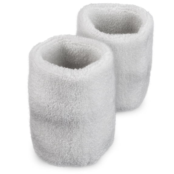 Crown Sporting Goods Cotton Terry Cloth Wrist Sweatbands, 2-pack White ...