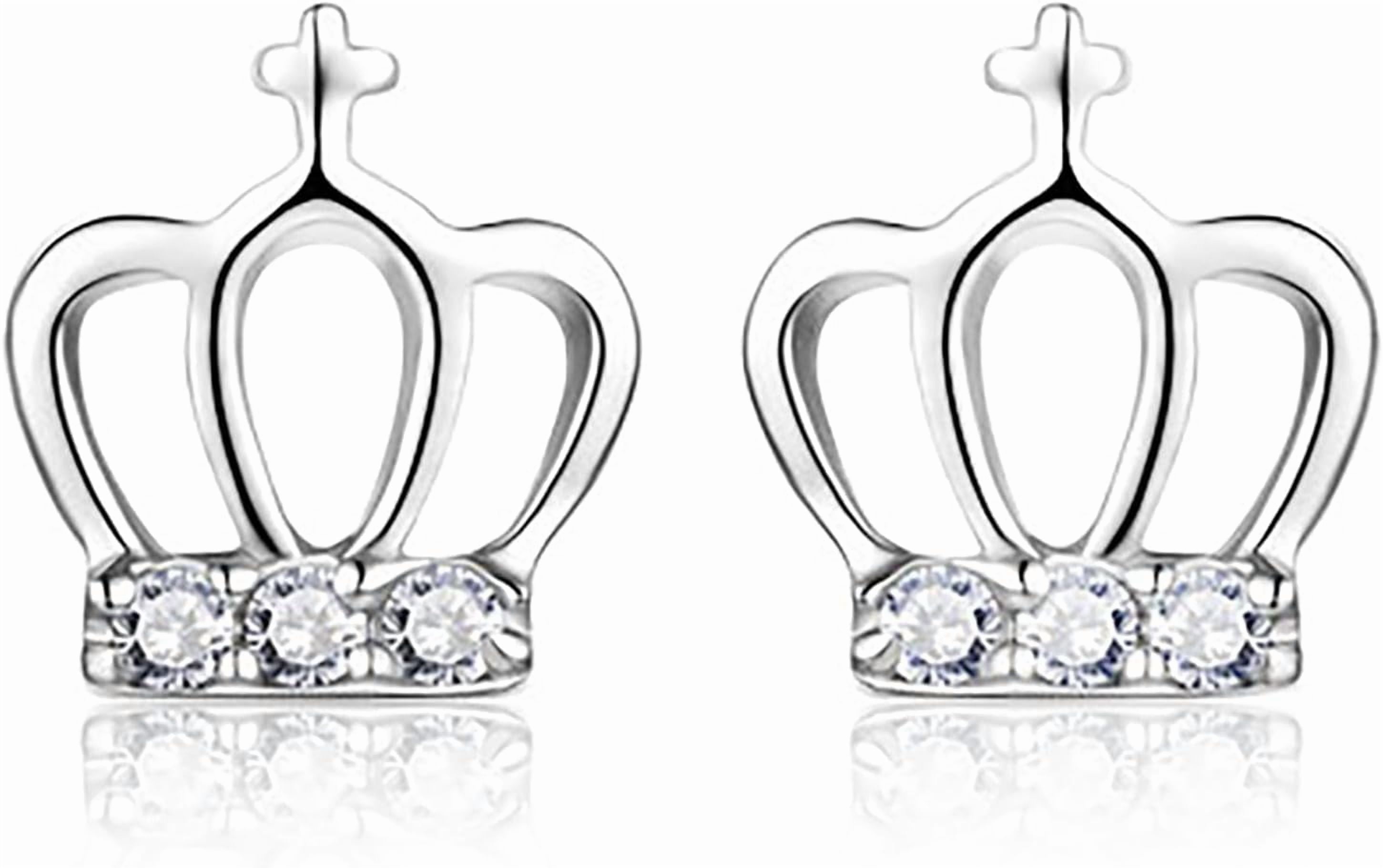 Crown Stud Earrings for Women Rhinestone Princess Crown Earring[r414 ...