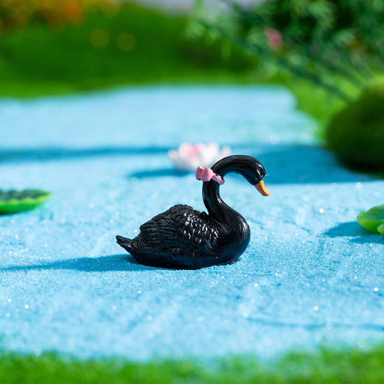 Crown Swan Black Swan Figurine Animal Miniature Statue Micro ...