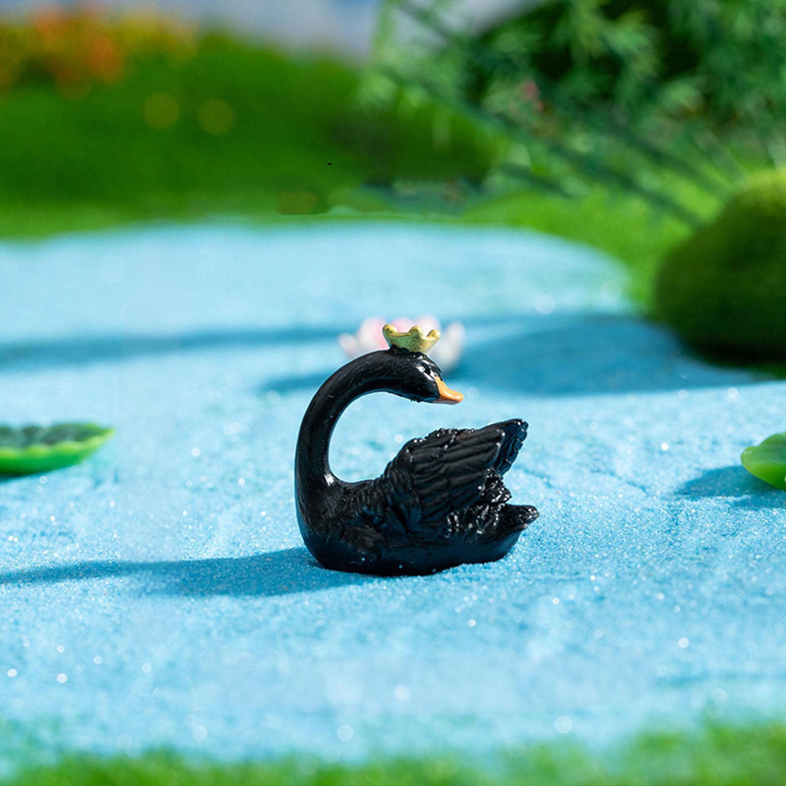 Crown Swan Black Swan Figurine Animal Miniature Statue Micro ...
