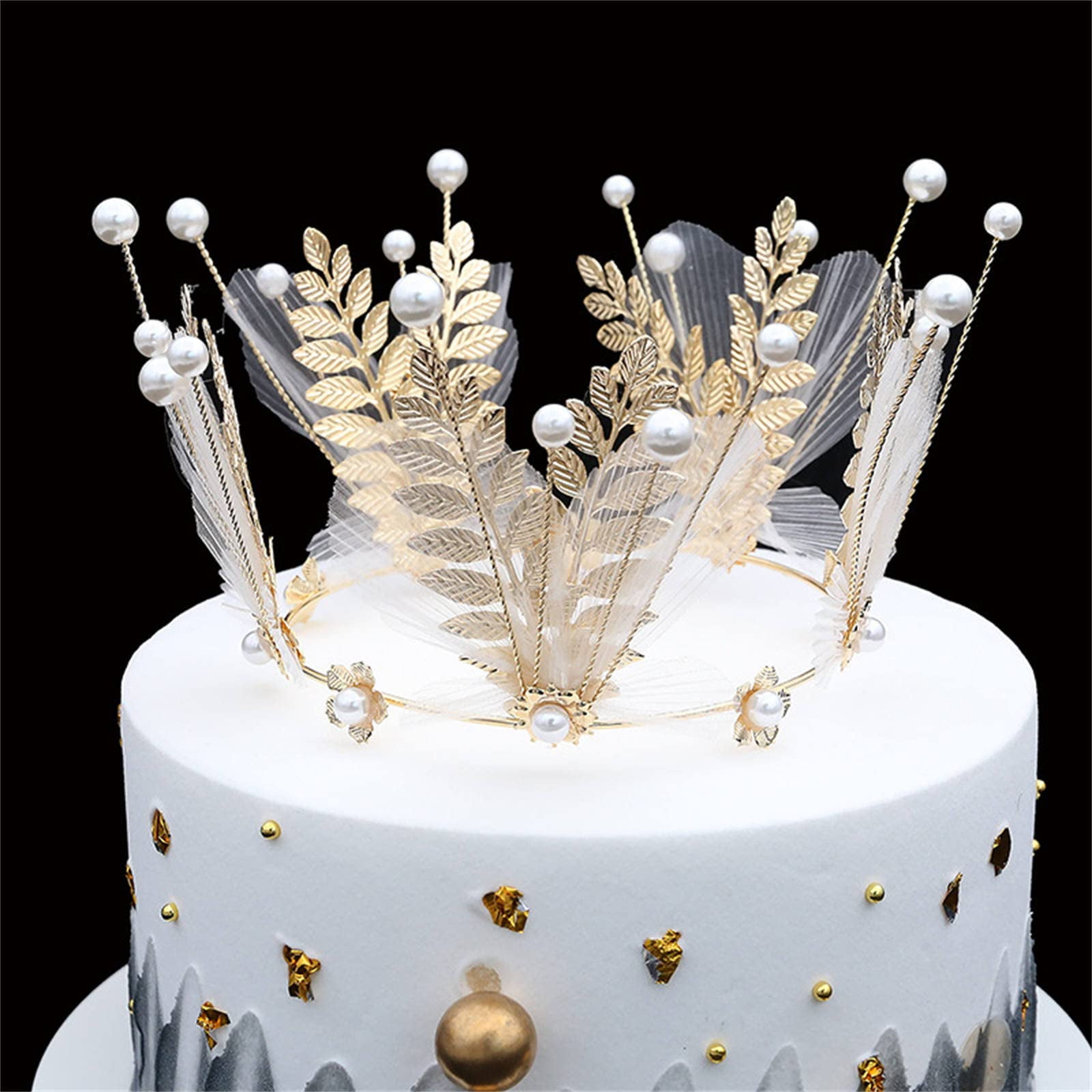 Crown Tiara Cake Topper Leaf Mesh Crown Children H - Walmart.com