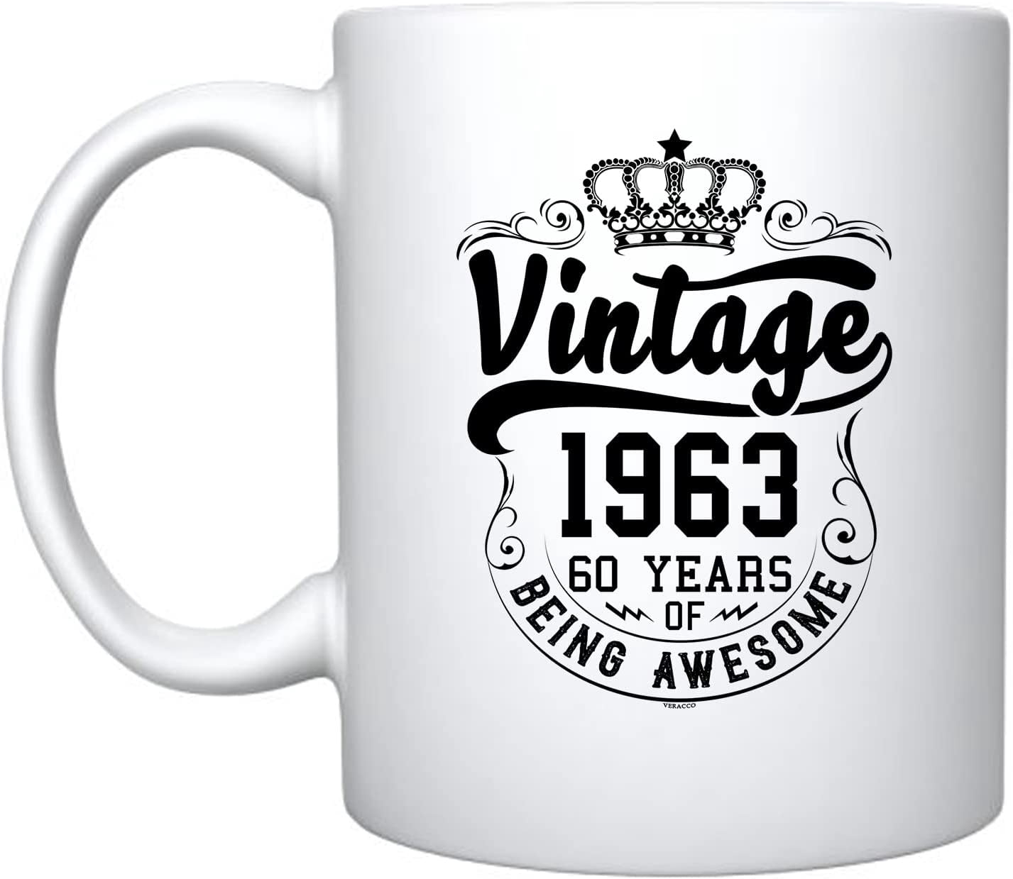 Crown Vintage 1963 60 Years Of Being Awesome Ceramic Coffee Mug 60th ...