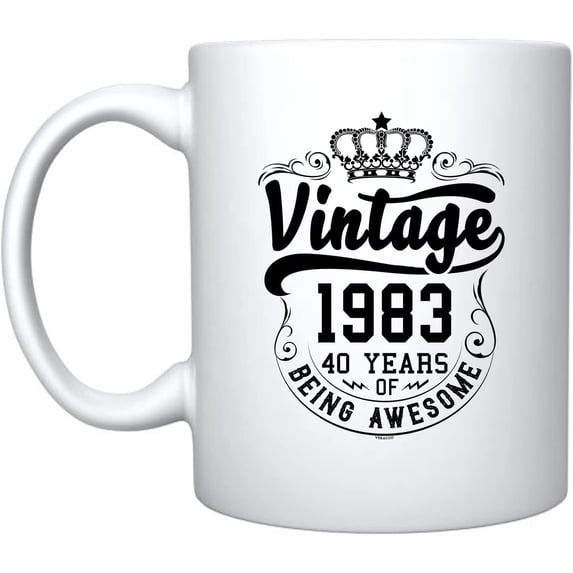 Crown Vintage 1983 40 Years Of Being Awesome Ceramic Coffee Mug 40th ...