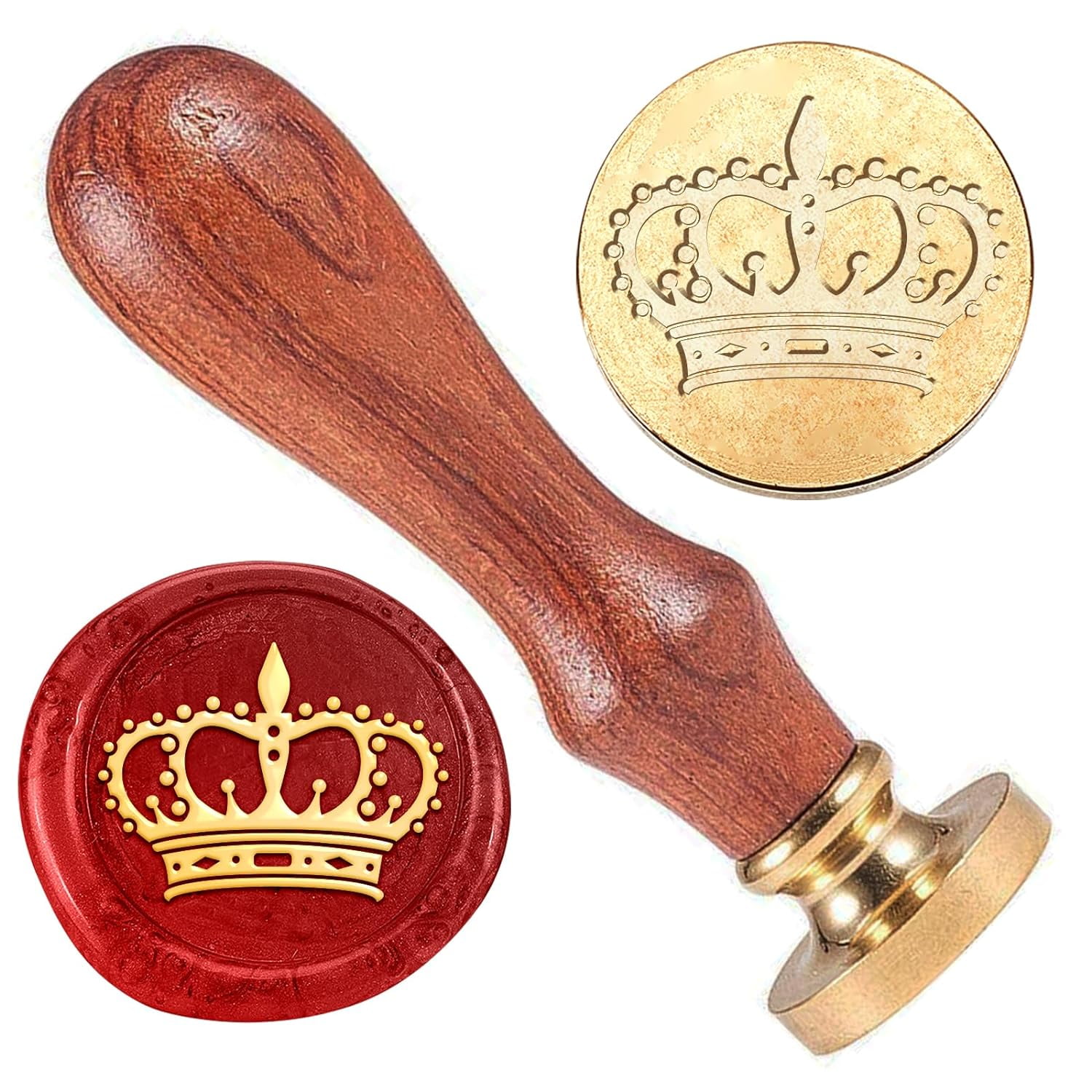 Crown Wax Stamp 1" Removable Brass Stamp Head with Wood Handle Retro ...