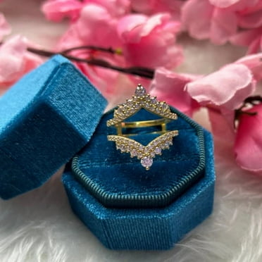 JewelMore 14K Rose Gold Ladies Diamond Ring Guard, Wrap Enhancer ...