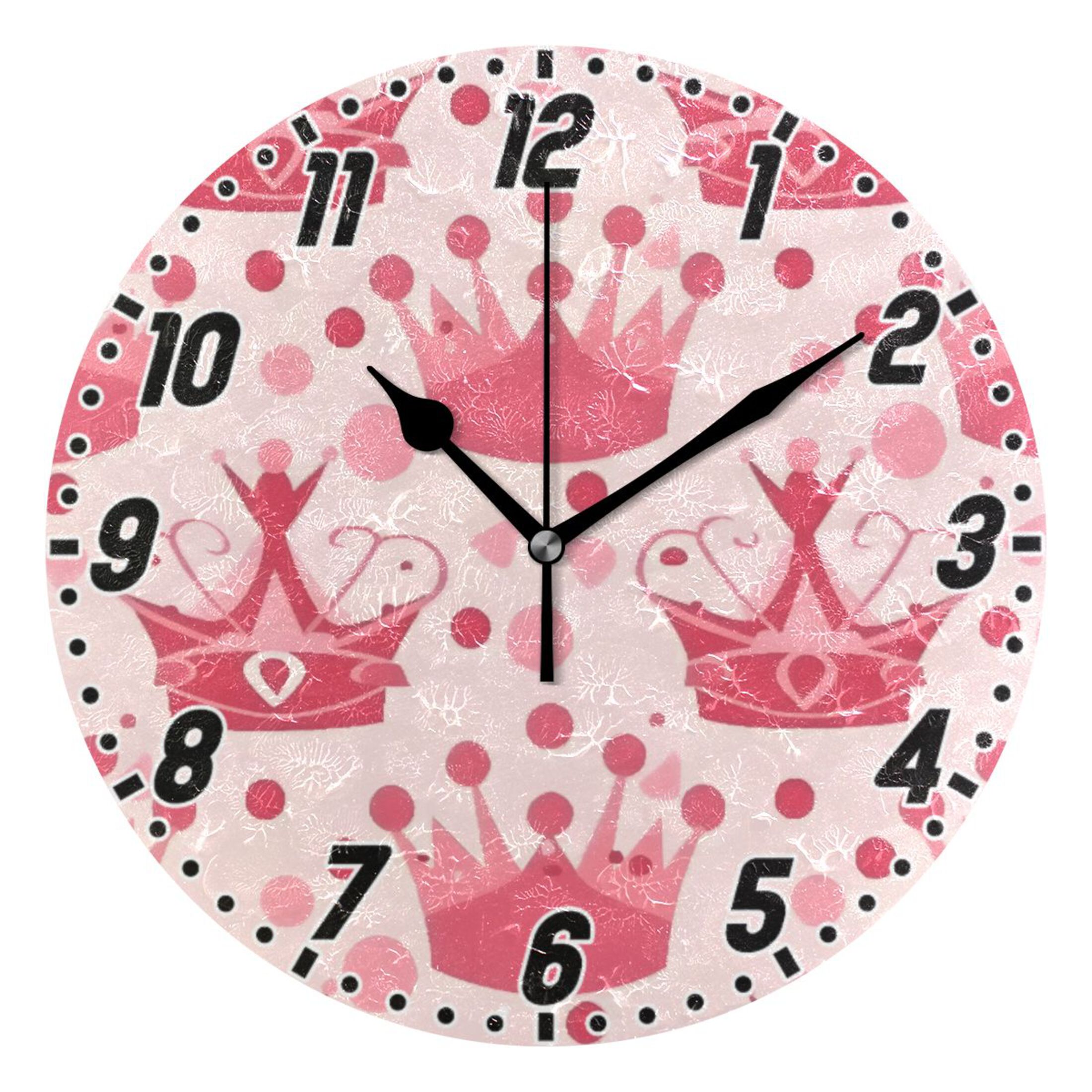 Crown and Dot Wall Clock 9.8 inch Battery Operated Clocks Non-Ticking ...