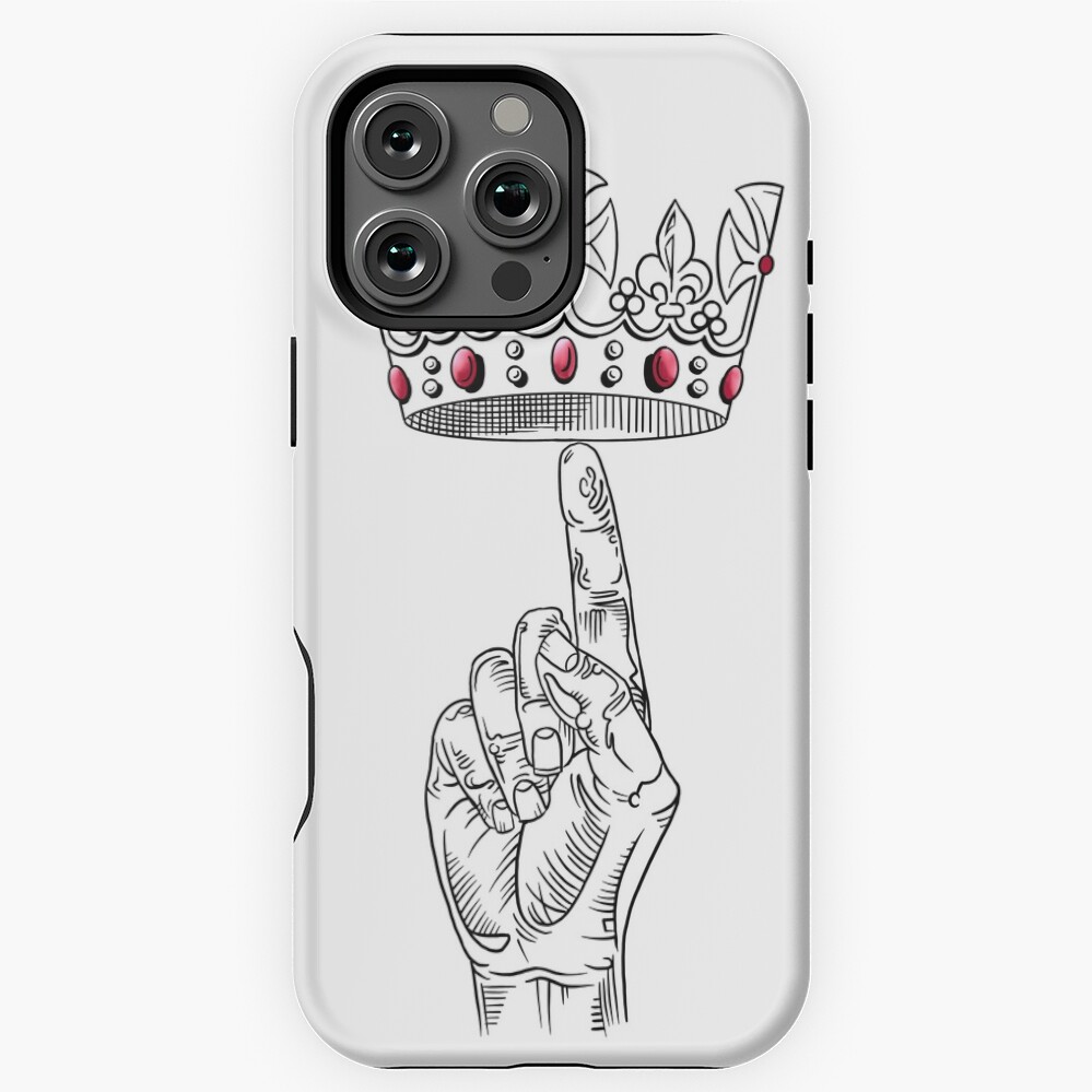 Crown and Hand Illustration King Art Phone Case for iPhone 16 15 14 13 ...