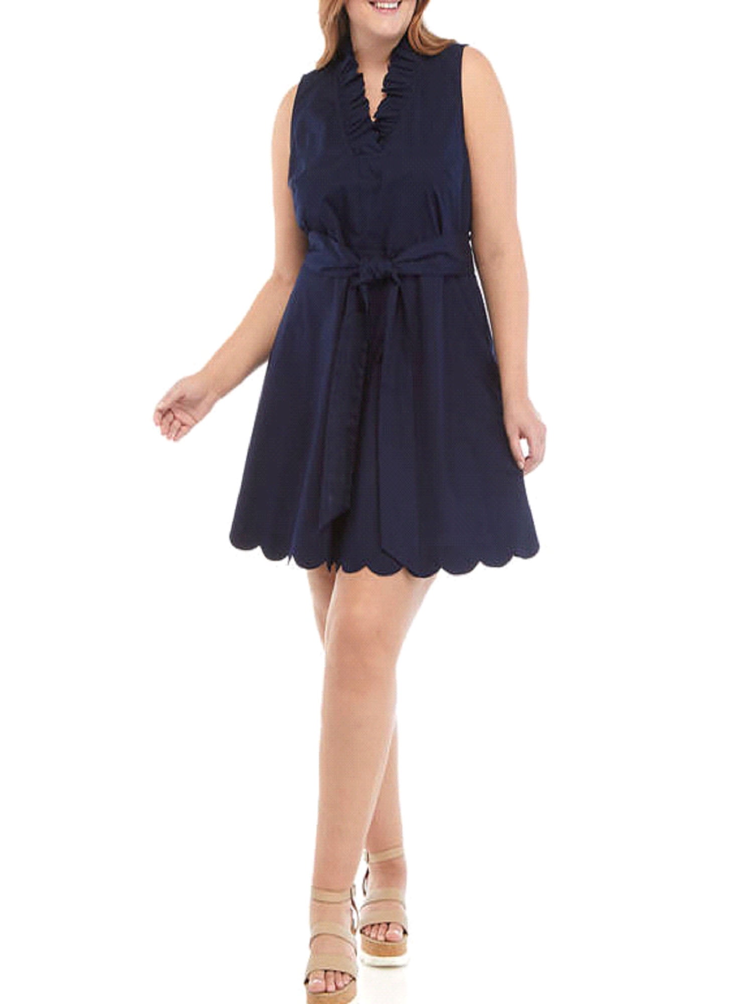 Crown and Ivy Sleeveless Ruffled V-Neck Dress (Medium) - Walmart.com
