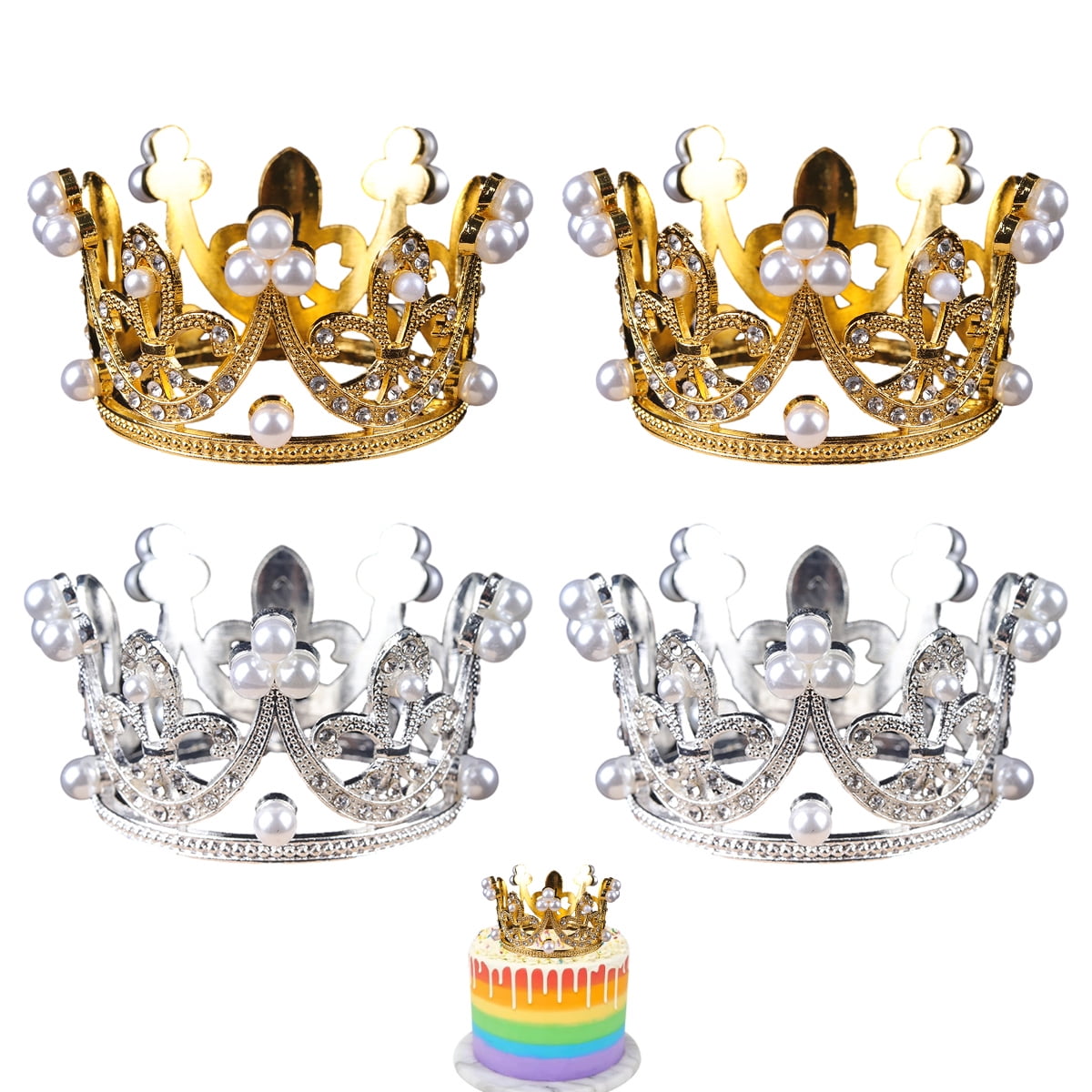 Crown cake decoration Pearl Crown birthday cake decoration plug-in ...