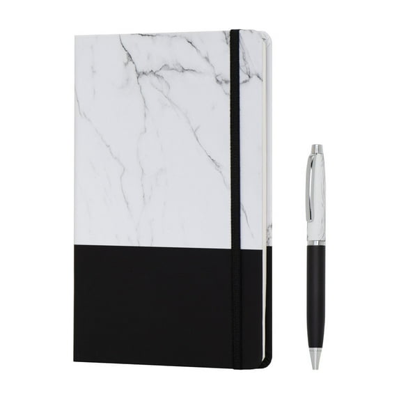 CrownLit A5 Size Marble Pattern Notebook Diary Set, Metal Pen, Gift Box ...