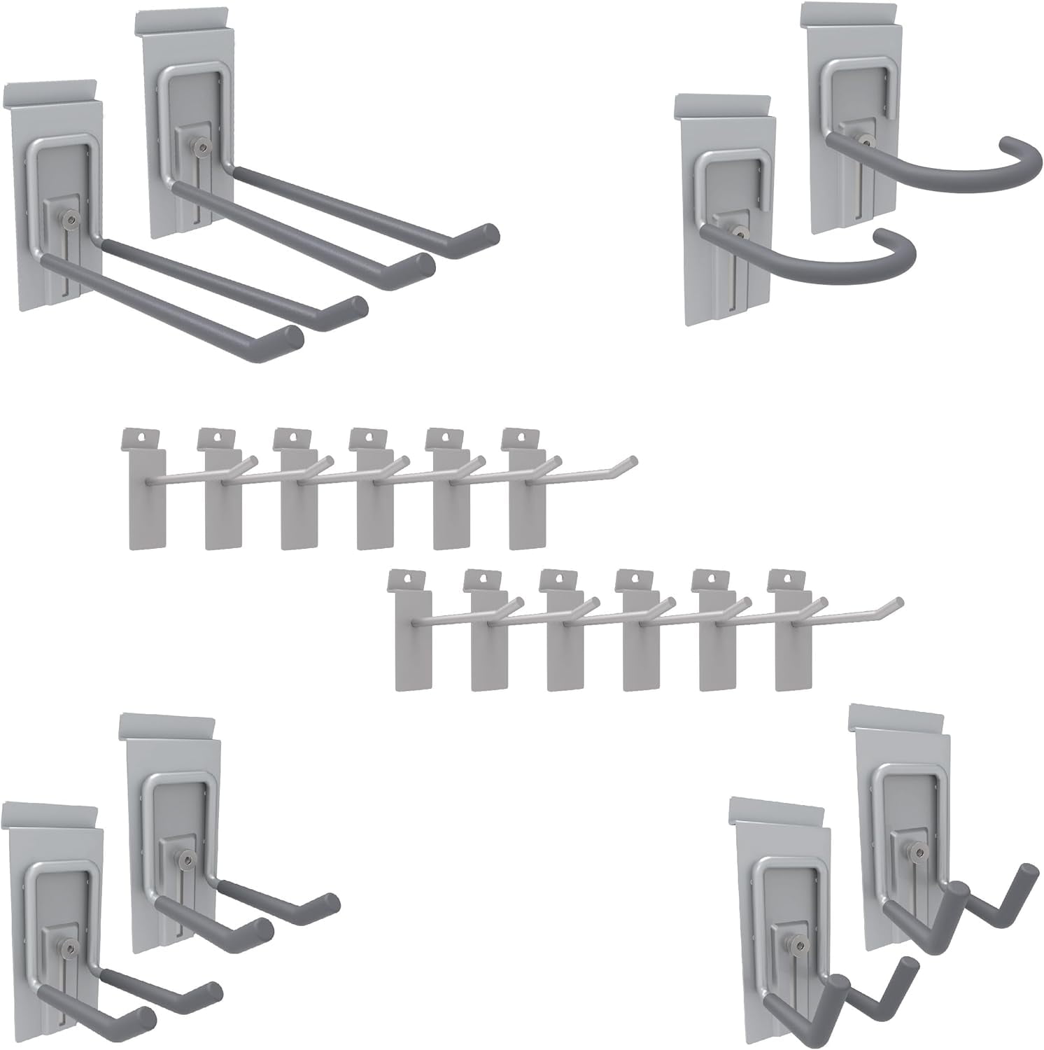 CrownWall 20-pc Slatwall Hooks Locking Kit for PVC SlatWall Panels Slat ...