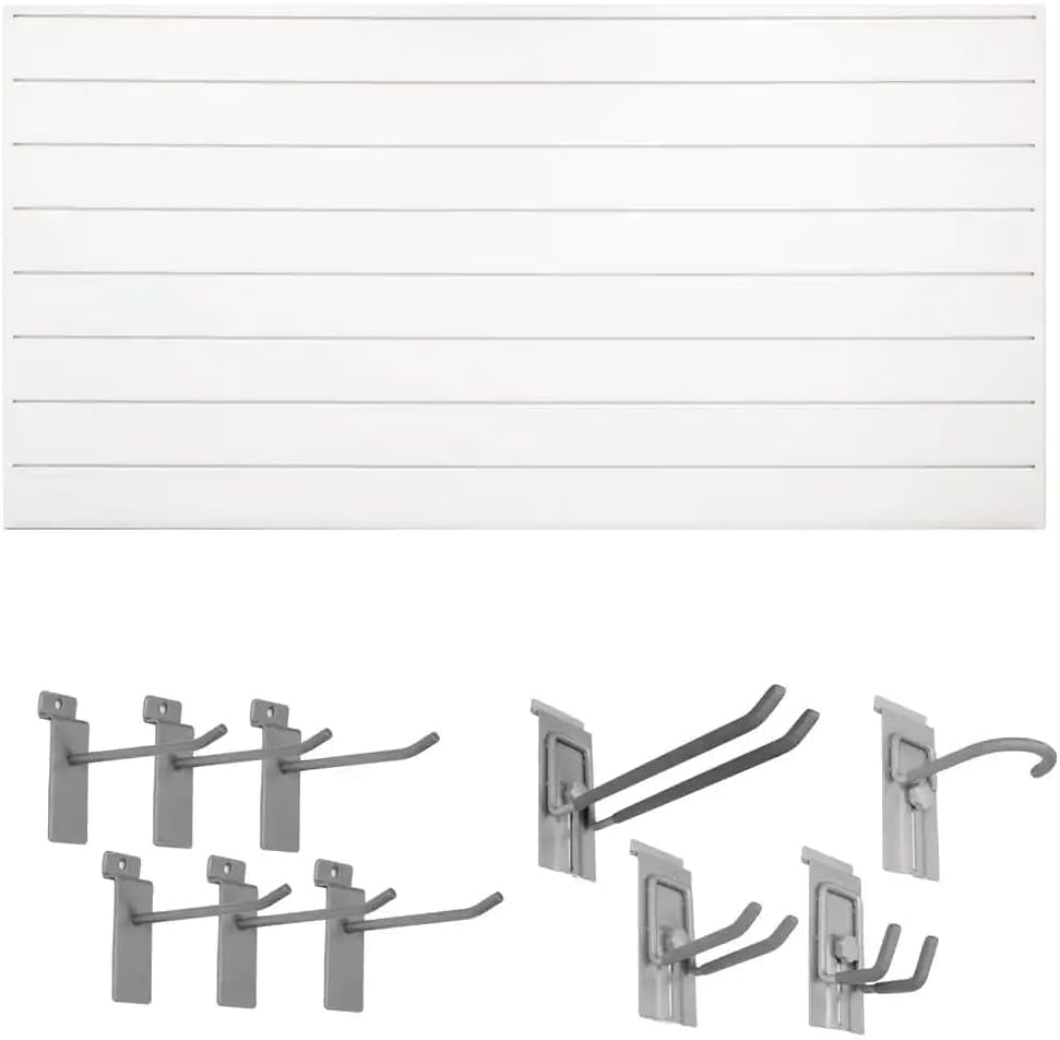 CrownWall PVC SlatWall Panels Garage Organizer Wall Mount with 10-pc ...