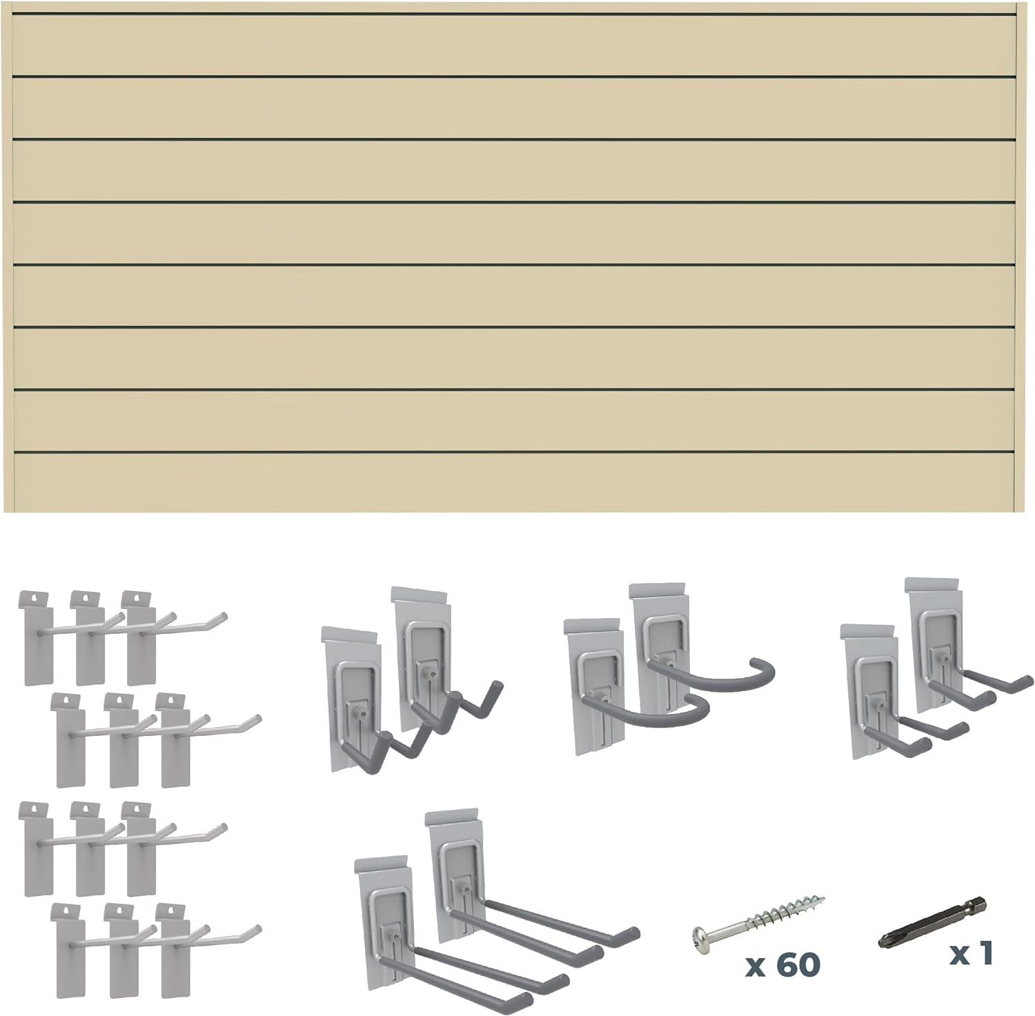 CrownWall PVC SlatWall Panels Garage Organizer Wall Mount with 20-pc ...