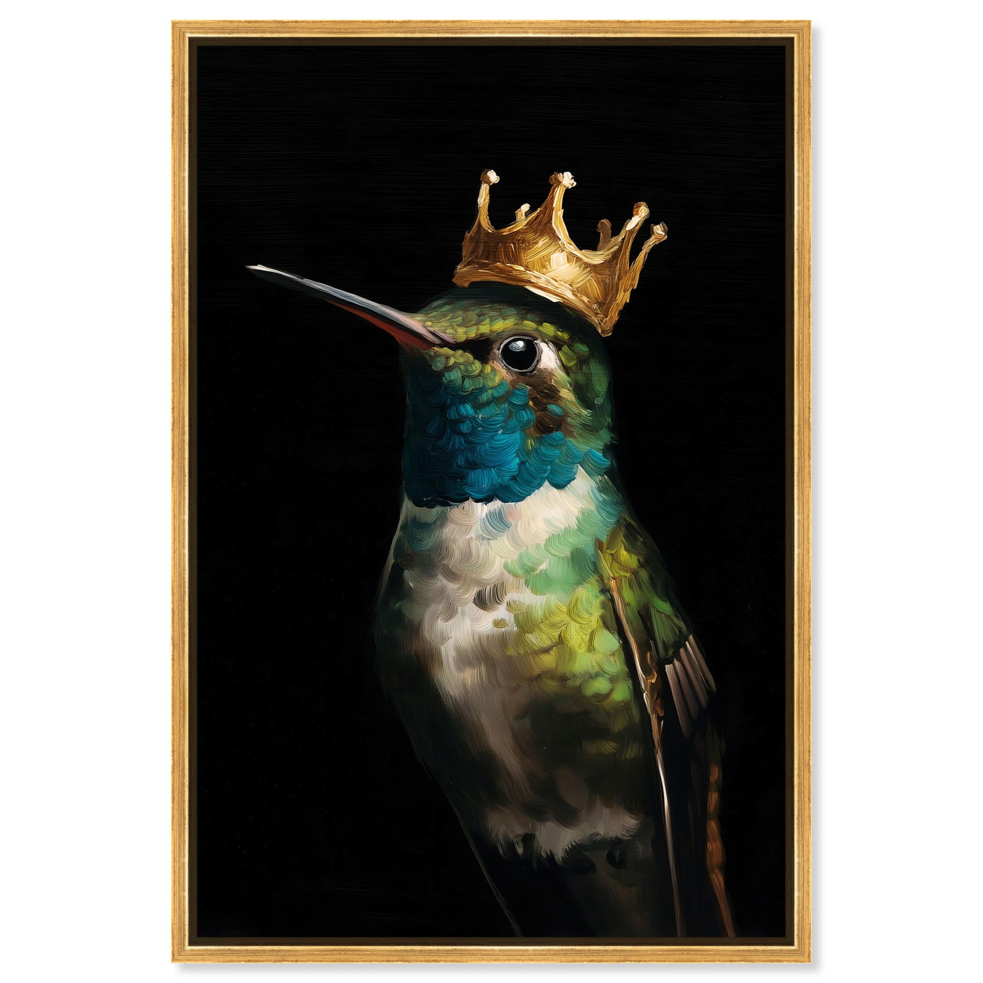 Crowned Azure Bird I Canvas Bird Wall Art by Art Remedy, Gold Frame, 20 ...