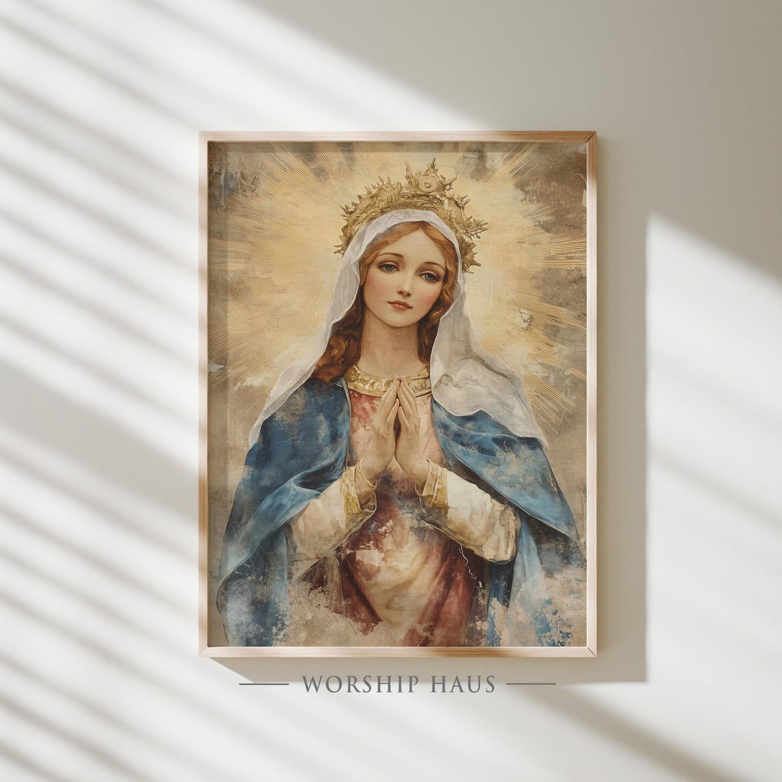 Crowned In Humble Faith Christian Printable Art Virgin Mary In Prayer ...