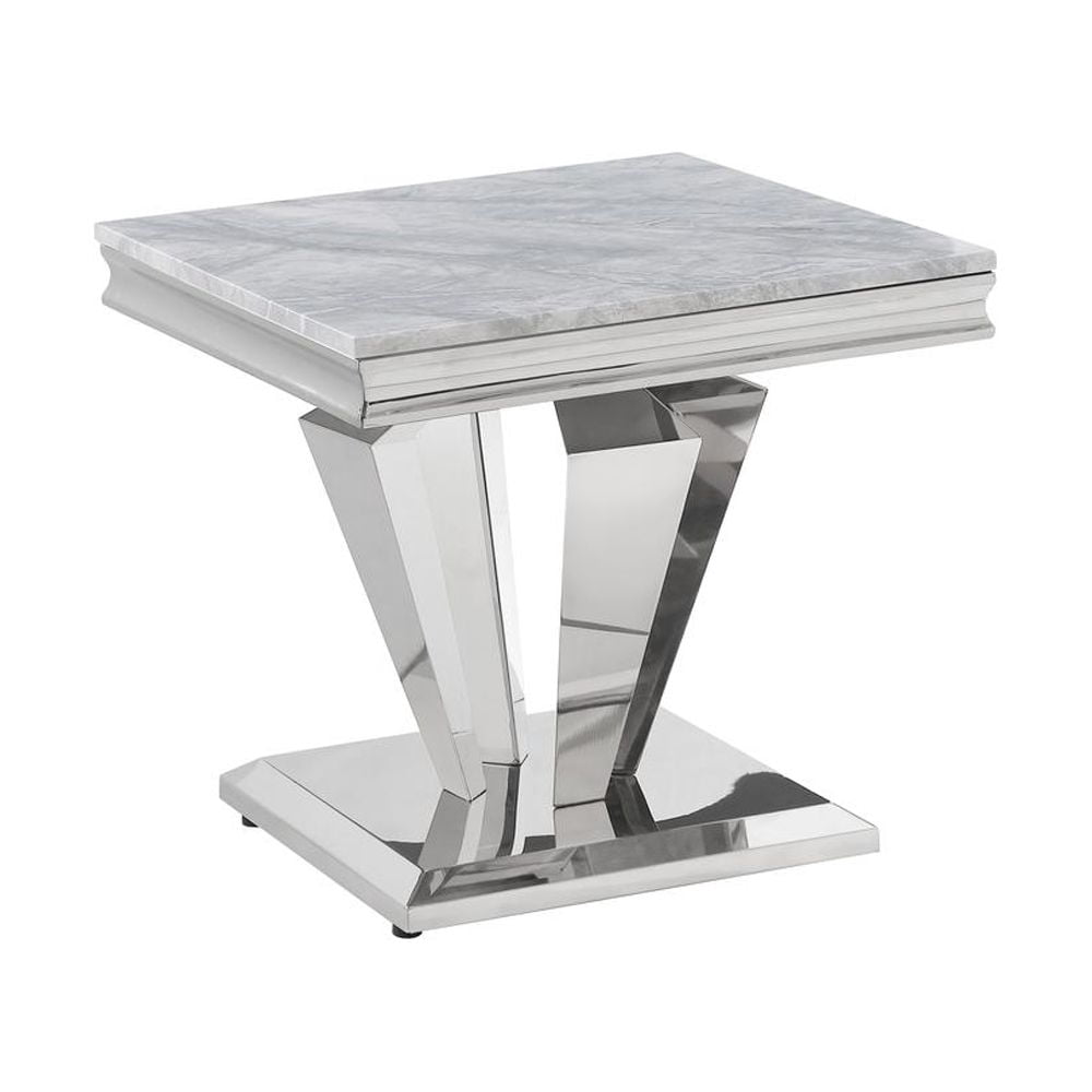 Crownie Silver Square Faux Marble End Table - Walmart.com