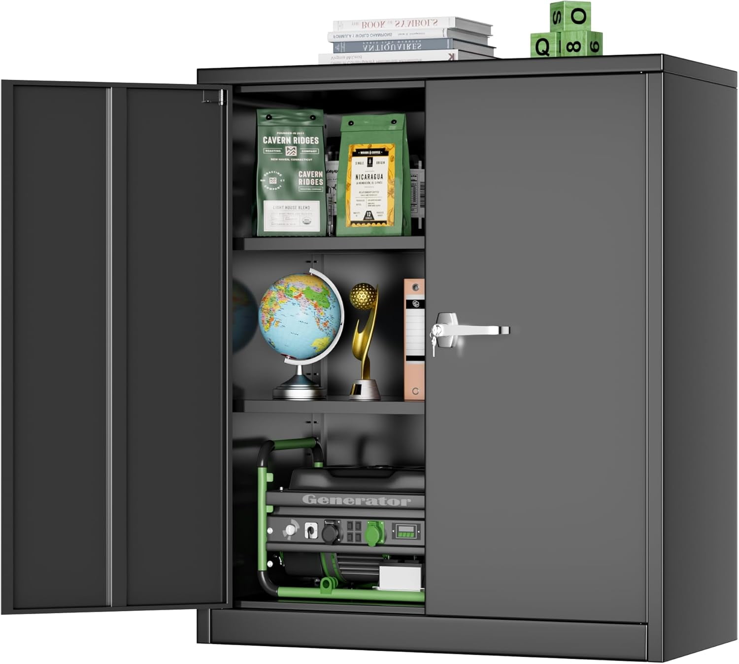 Crownland 36” Metal Storage Cabinet, Lockable Garage Storage Cabinets ...