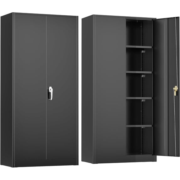 Crownland 72" Lockable Metal Storage Cabinet, Garage Storage Cabinets ...