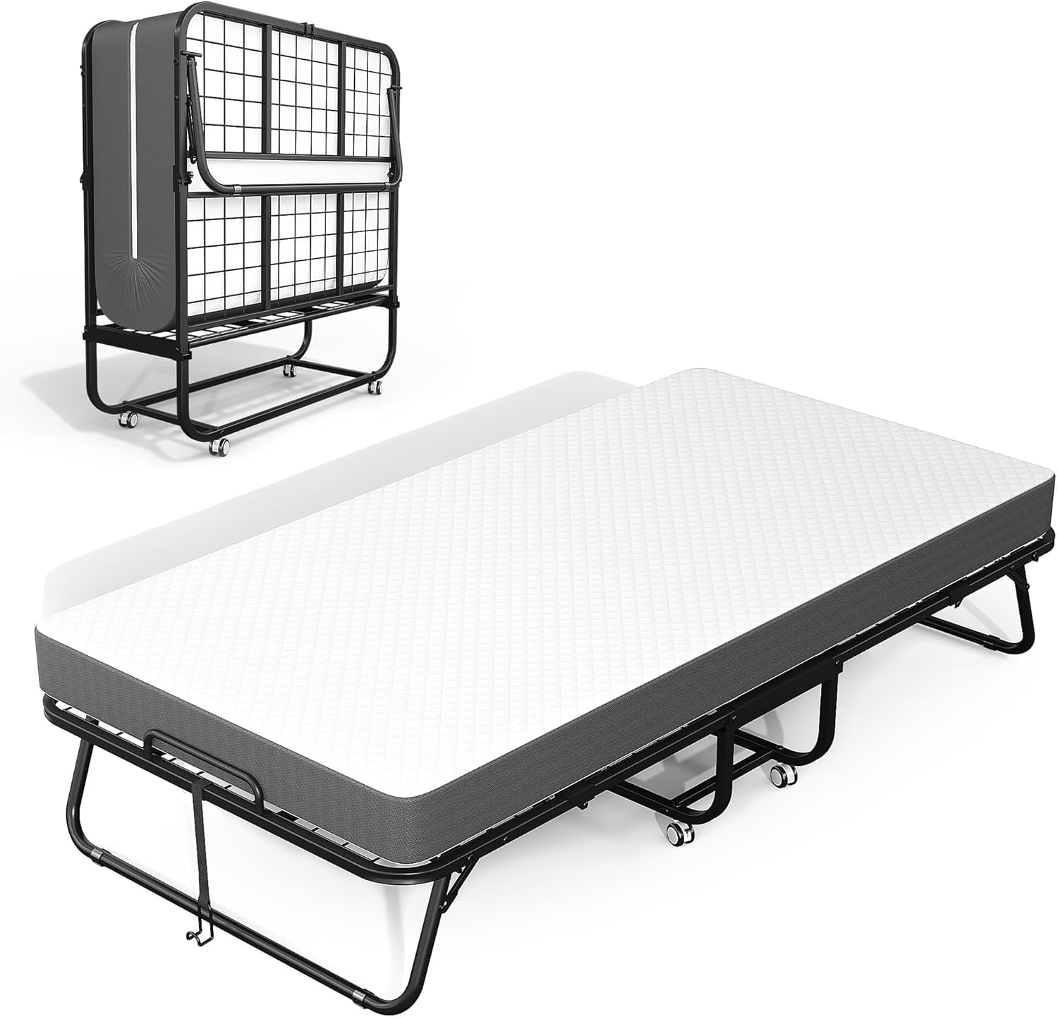 Crownland Folding Bed with Mattress, 75 "x 31" Single Cot Portable ...