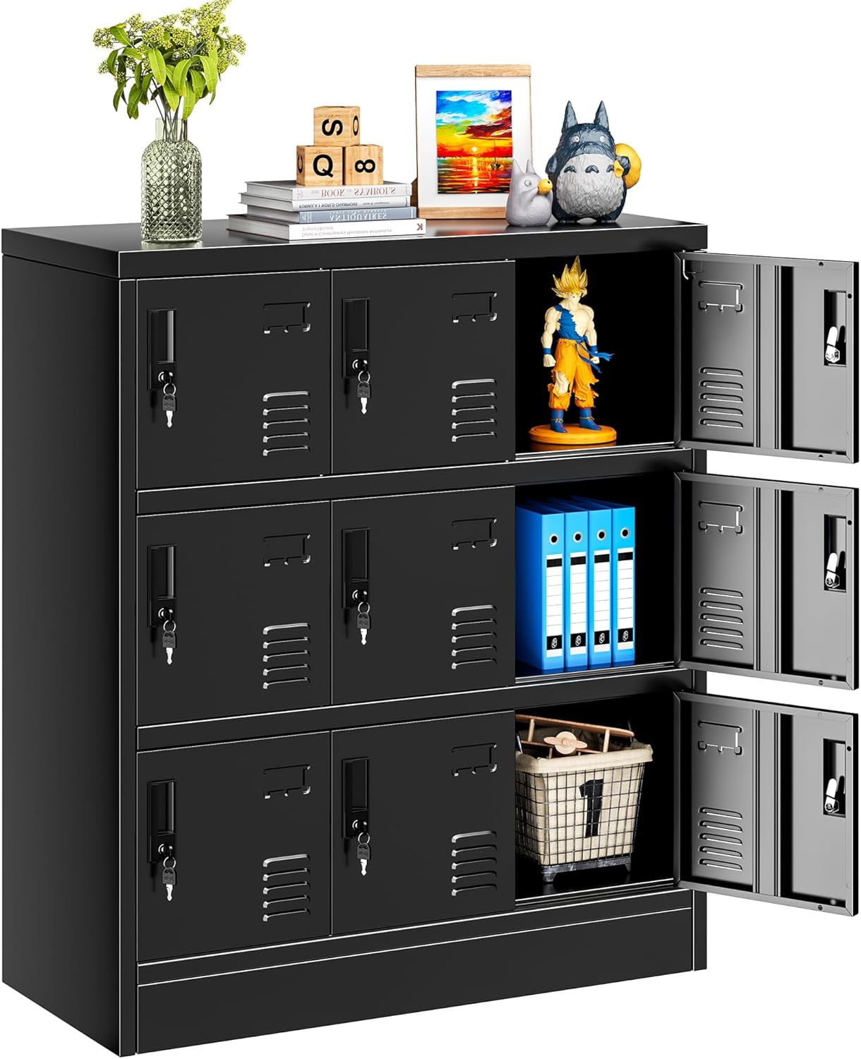 Crownland Metal Locker Storage Cabinet with 9 Doors, Multi-purpose ...