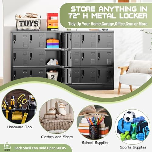 Crownland Metal Locker Storage Cabinet with 9 Doors, Multi-purpose ...