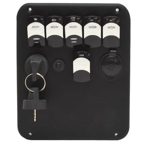 Crownline Boat Ingition/Switch Panel 39505F | 6 7/8 x 7 5/8 Inch Black ...