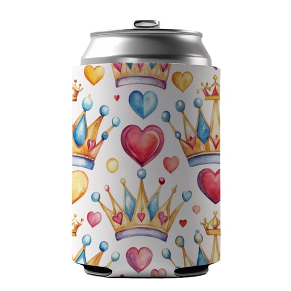 Crowns Royalty Tiaras Hearts Watercolor Drink Beer Soda Insulated ...