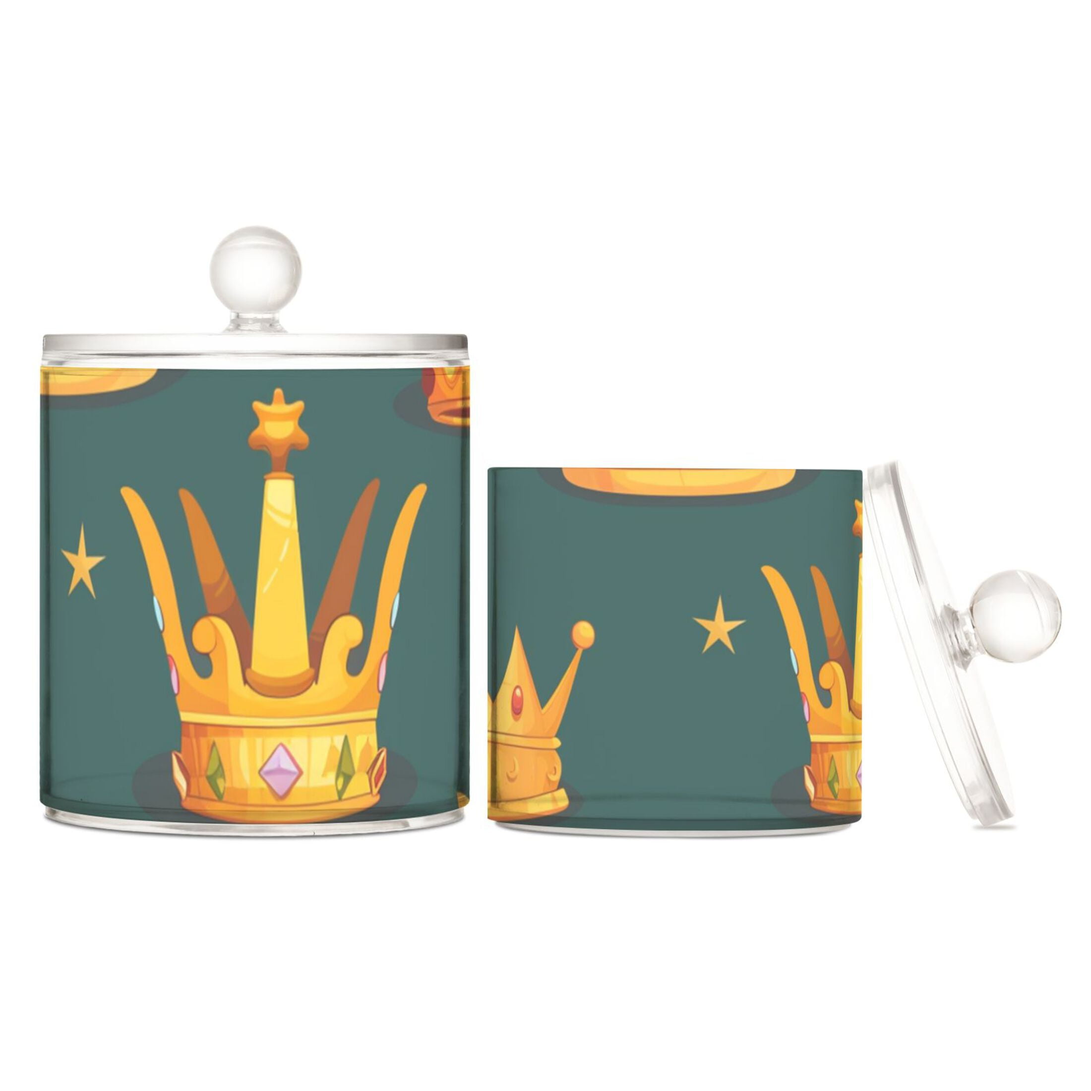 Crowns and Stars Cartoon Translucent Plastic Cans Storage Canisters ...