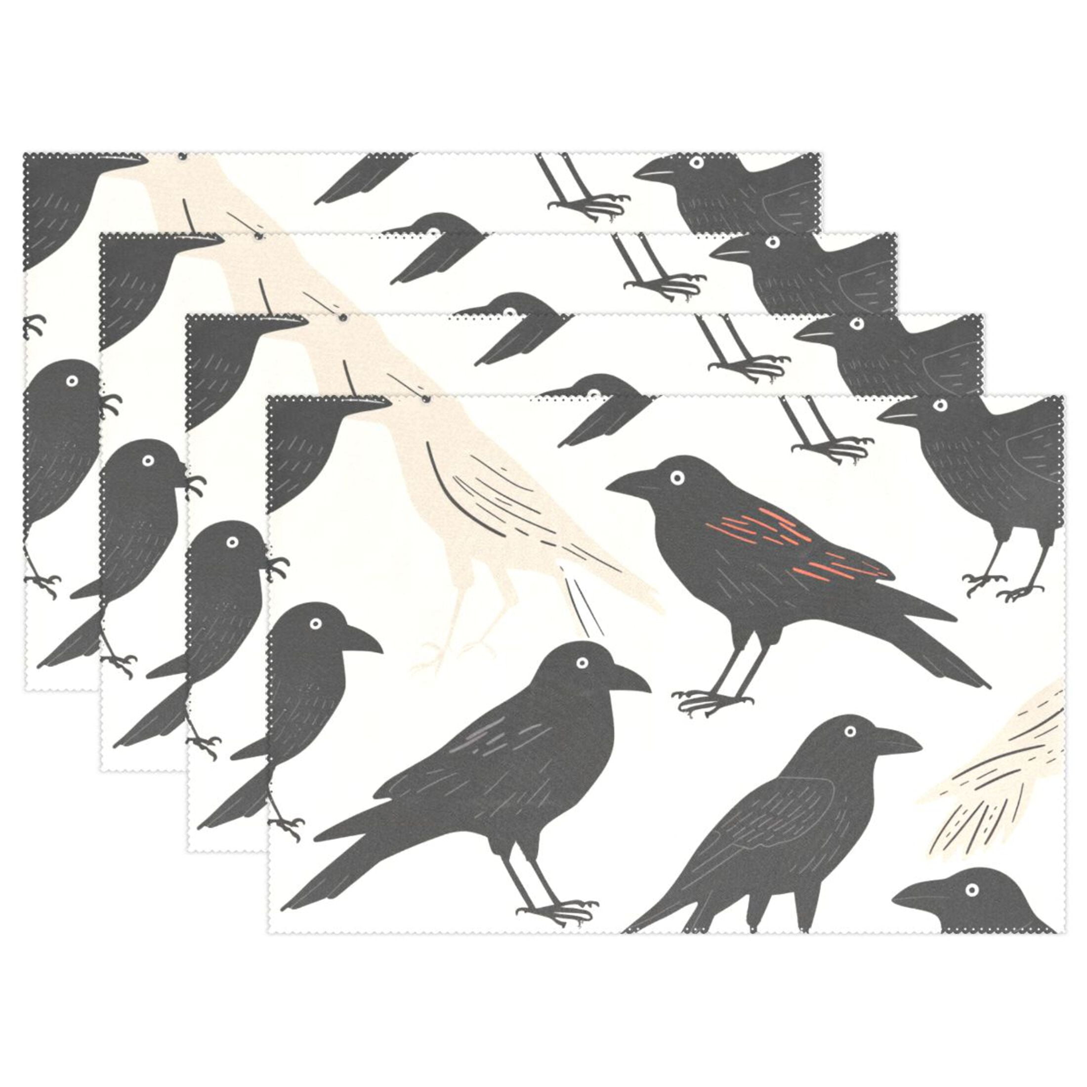 Crows 12×18 inch Placemats Heat Resistant Washable Foldable Rectangular ...