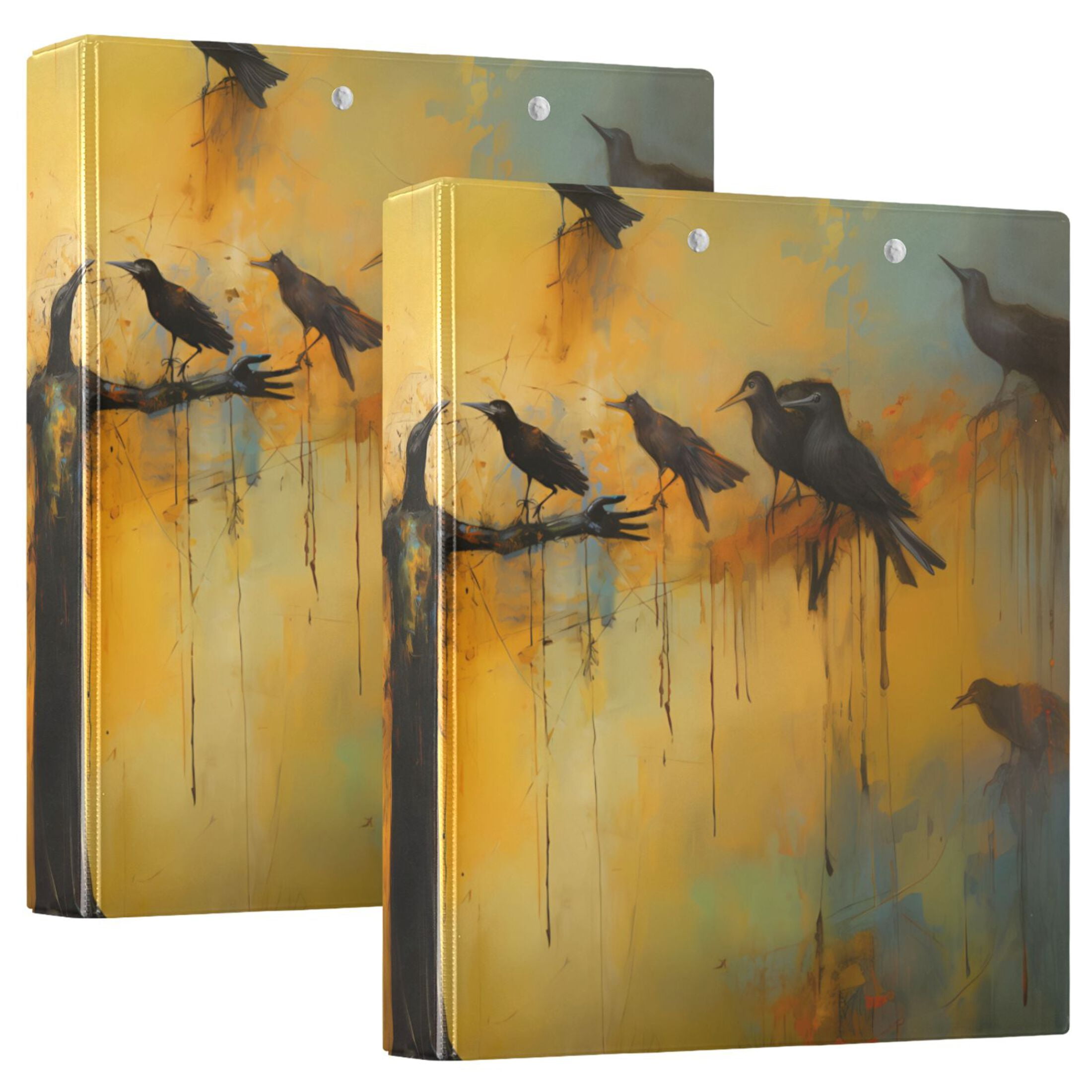 Crows Birds 3 Ring Binders 1.5 inch Hardcover File Folders with Interior Pockets A4 Size ...