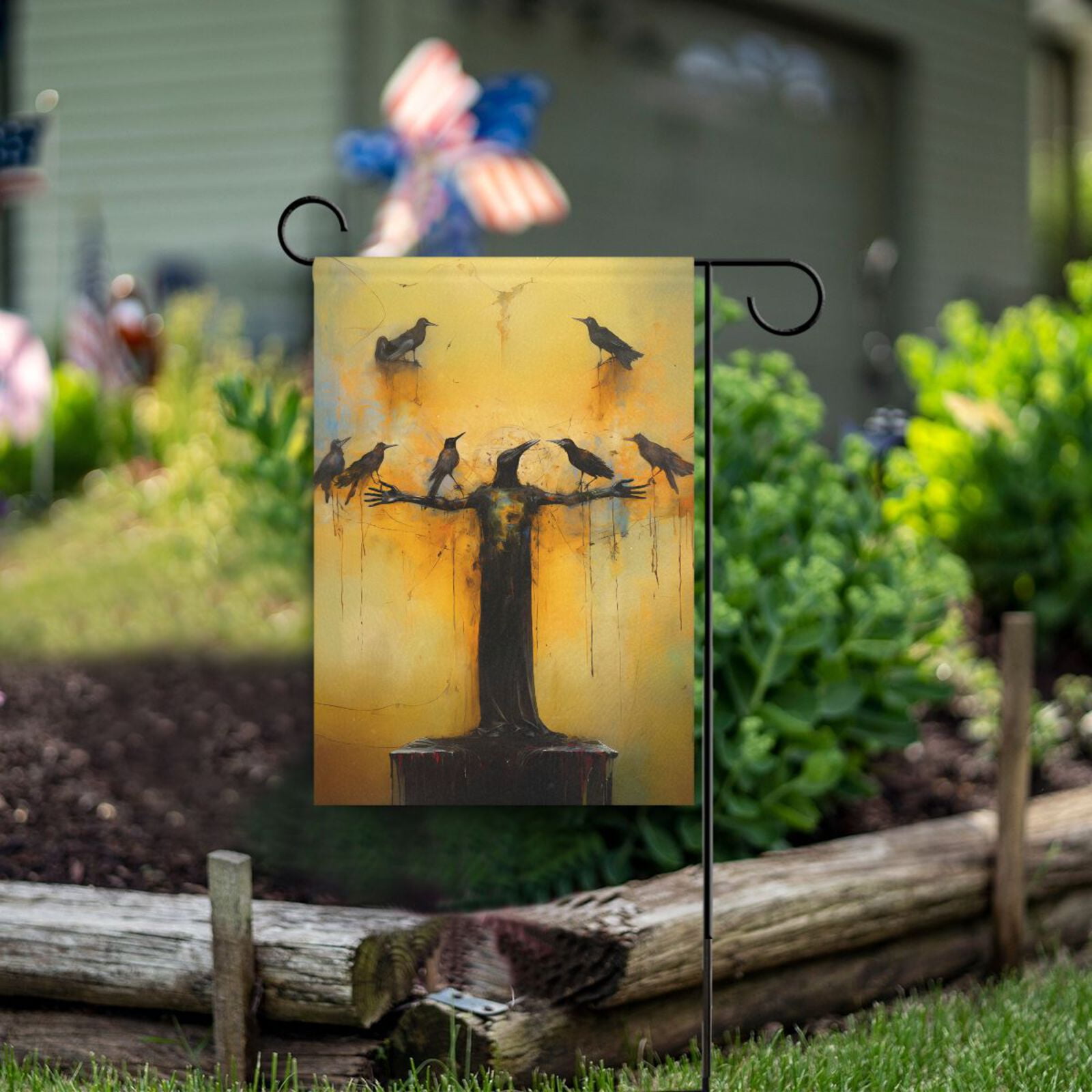 Crows Birds Garden Flag Double Sided Outdoor Banners for Courtyard ...