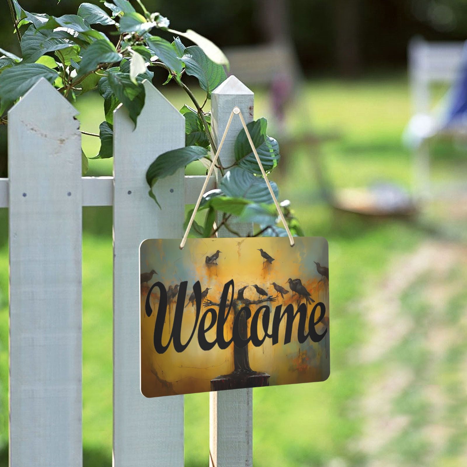 Crows Birds Welcome Sign for Front Door Porch Wreath Door Sign Home ...