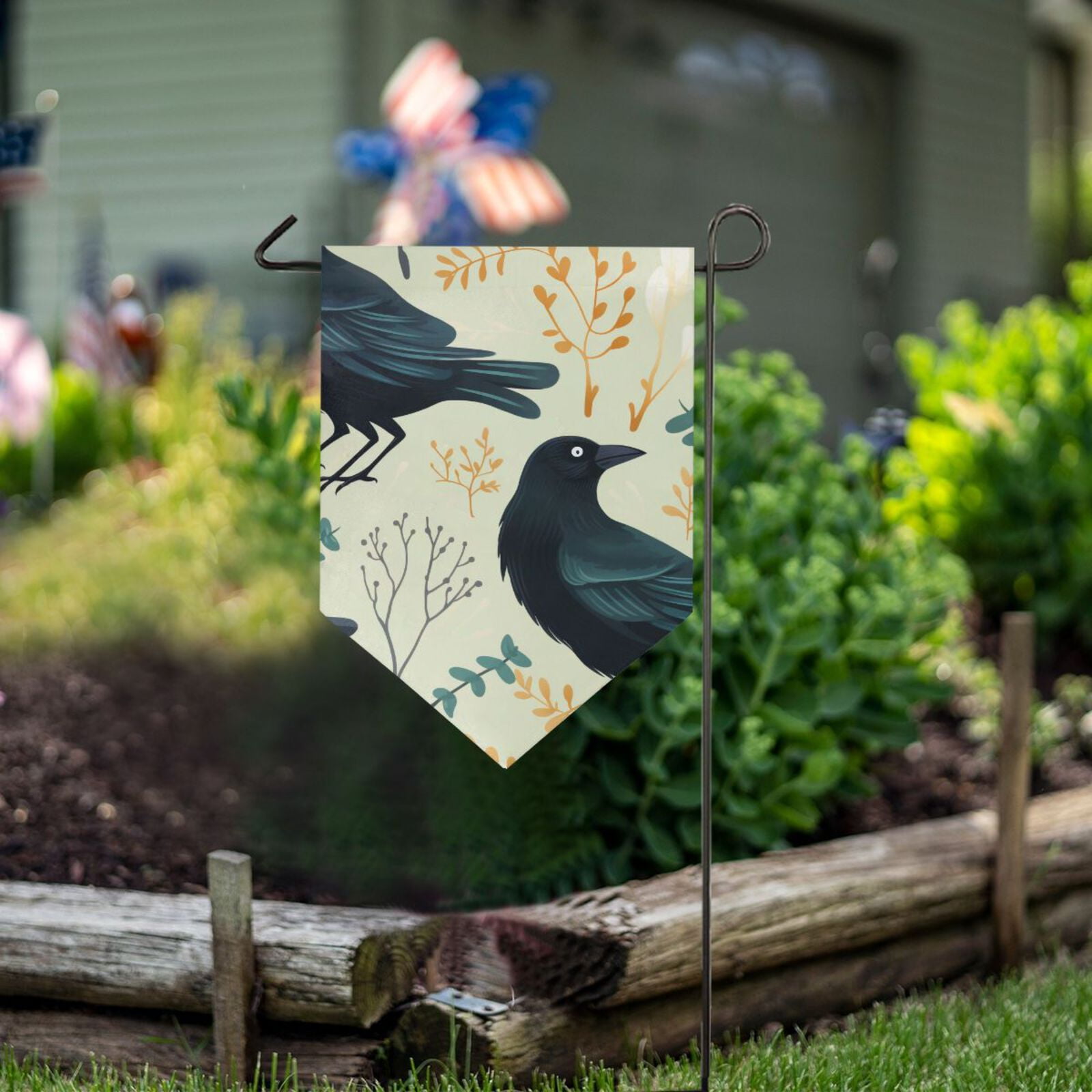 Crows Leaves Garden Flag 18" x 12.5" Double Sided Yard Lawn Outdoor ...