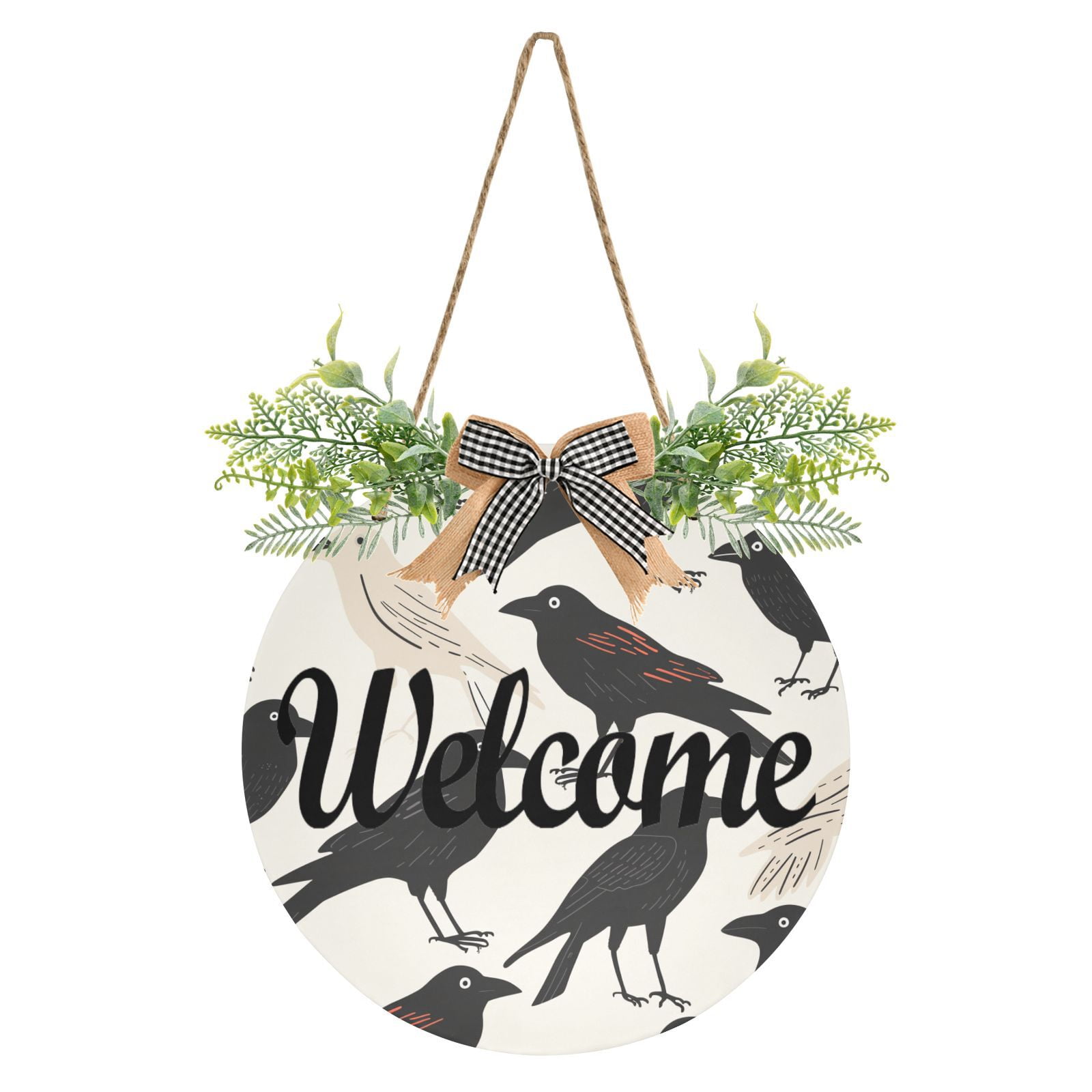 Crows Welcome Sign for Front Door Wreath Door Sign for Farmhouse Porch ...