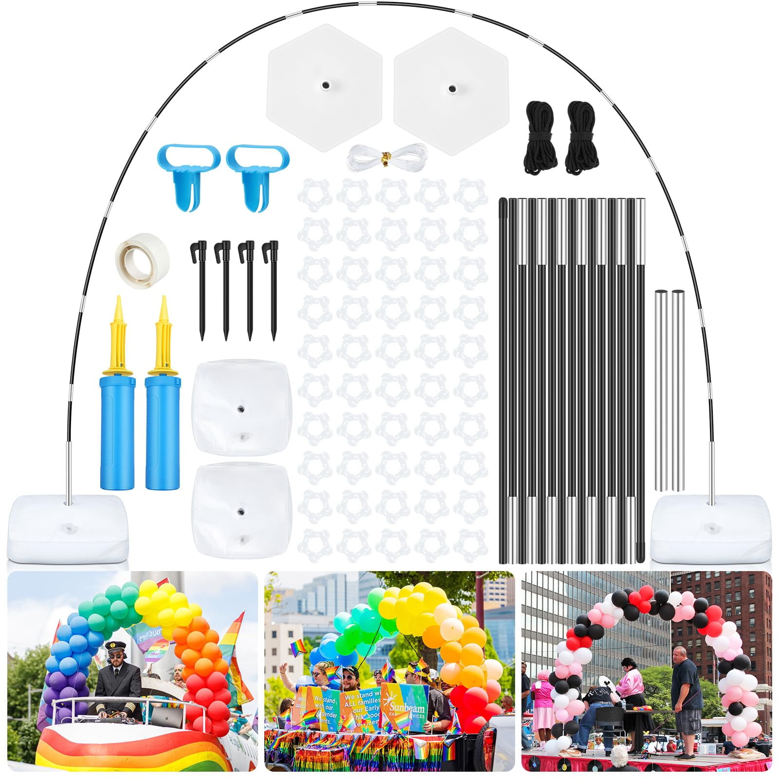 Crowye 82 Pcs Parade MMF7 Float Balloon Arch Stand Kit with Base 10' W ...