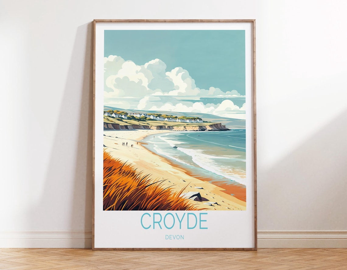 Croyde Devon England City Birthday Travel Scenery Wall Art, Unframed ...