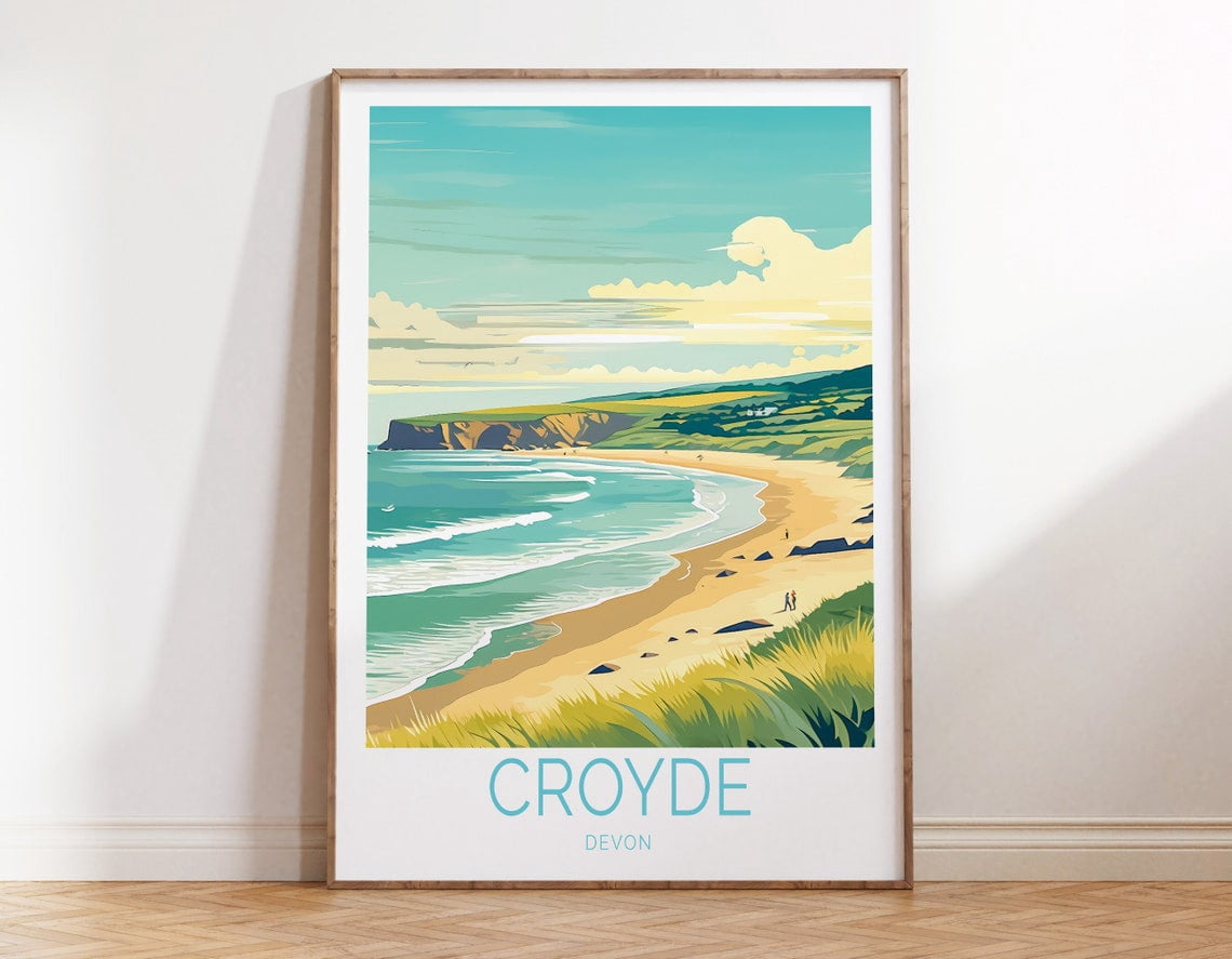 Croyde Devon England Coastal Surf Wall Art, Unframed Canvas Size 8x12 ...