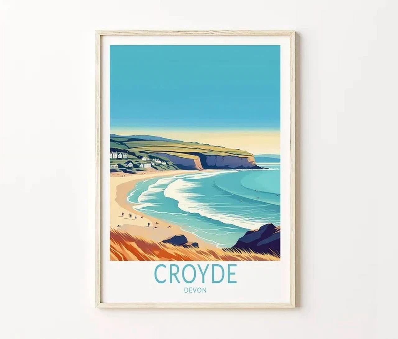 Croyde Devon Travel Poster, Croyde England Poster Print, Croyde Travel ...