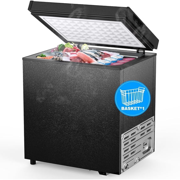 Crzoe 1.8 Cu.Ft Chest Freezer with Removable Basket and Bottom Defrost ...
