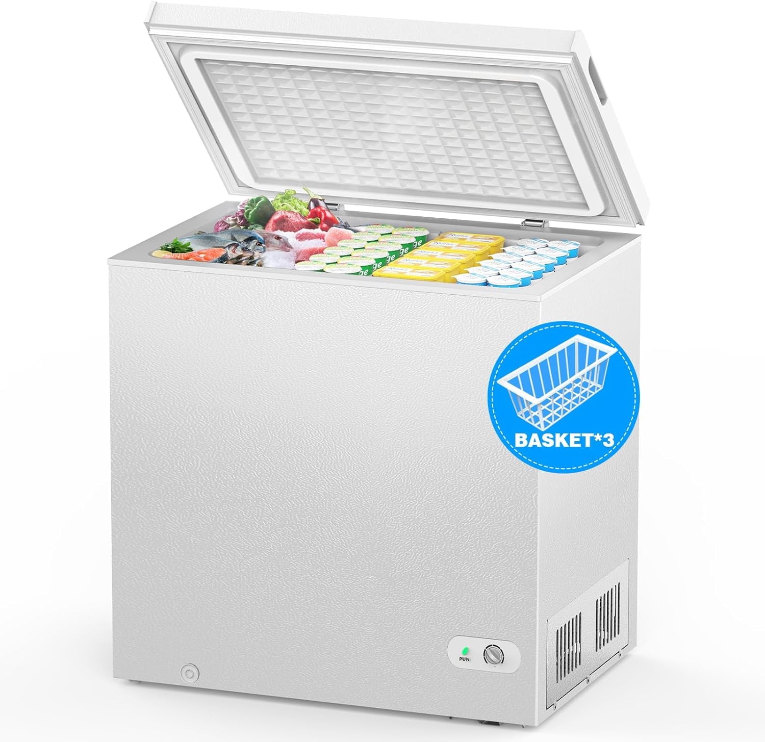 Crzoe 7.0 Cu.Ft Chest Freezer with Removable Basket and Bottom Defrost ...