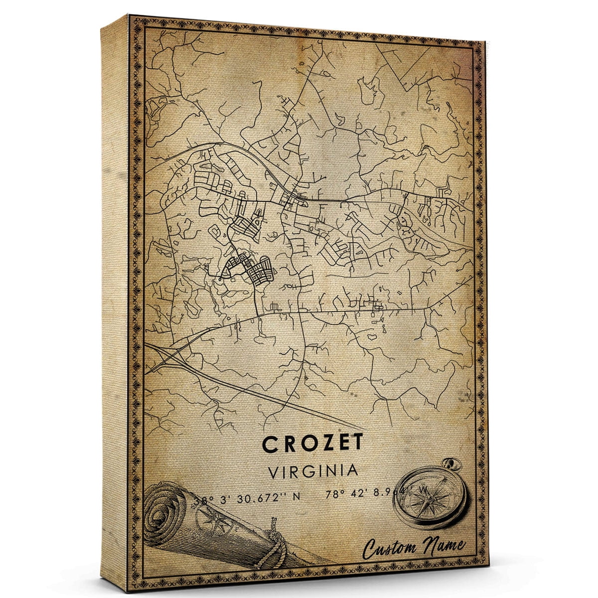 Crozet Map Poster, Virginia Map Art Poster, Canvas, Crozet Map City ...