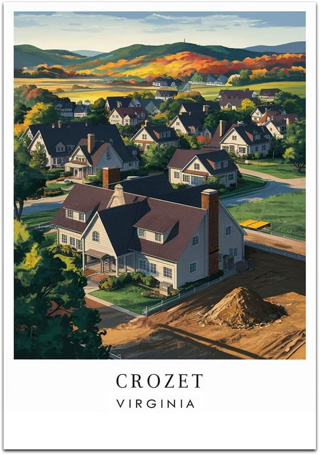 Crozet Map Retro Style Travel Canvas, Crozet Map Vintage Rustic Canvas ...