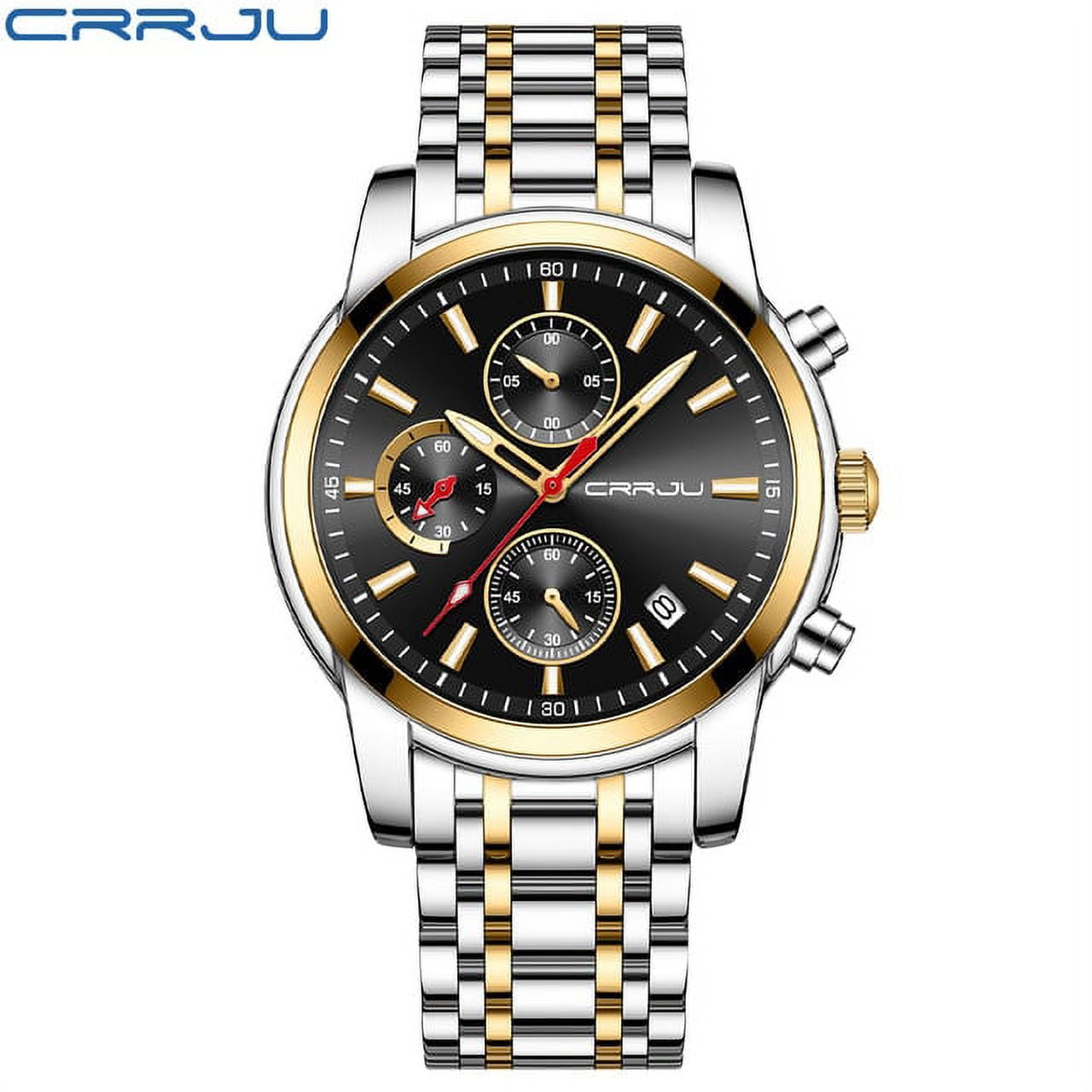 Crrju Luxury Mens Sports Casual Watches For Men Fashion Stainless Steel ...