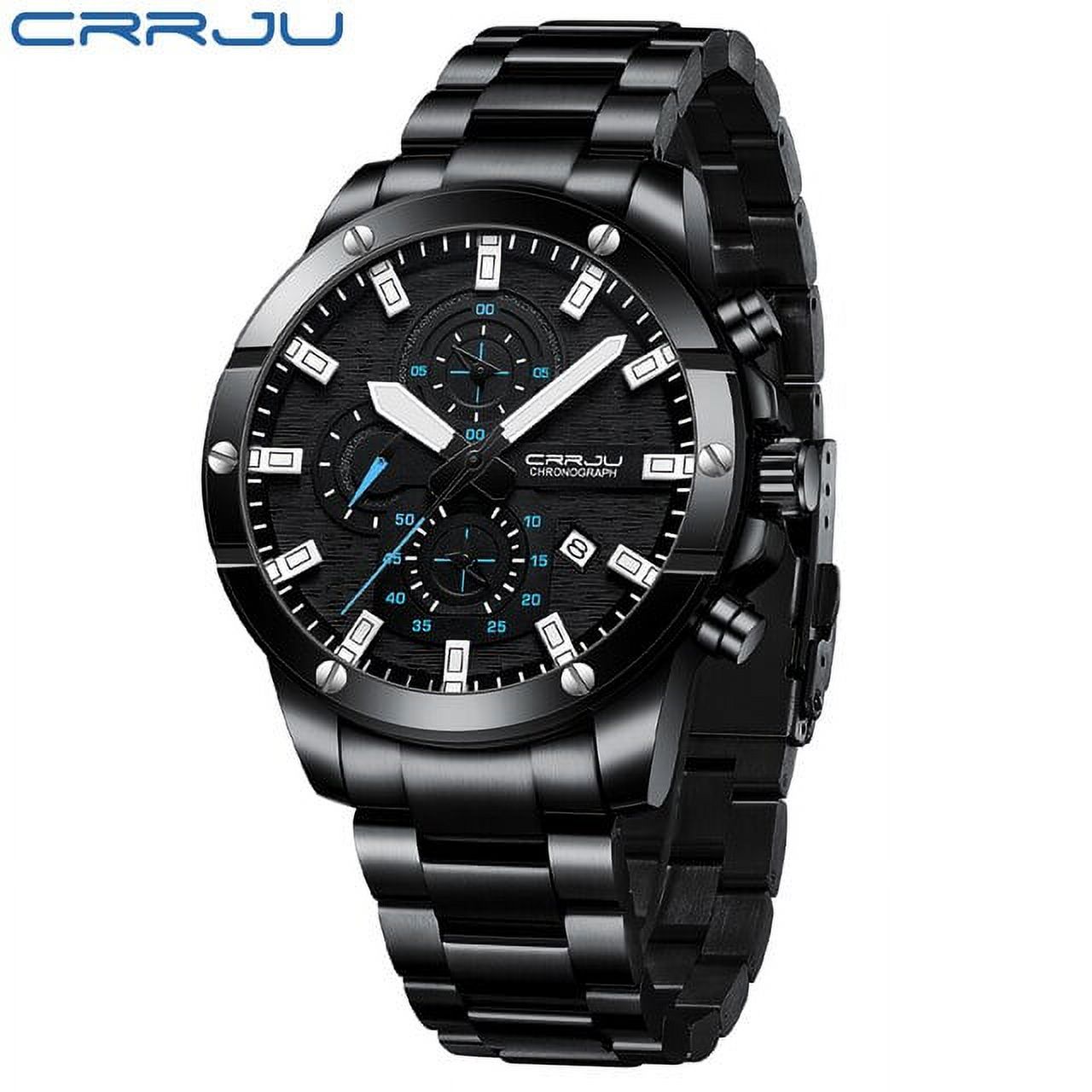 Crrju Men Watch New Quartz Big Watches Full Steel Waterproof ...