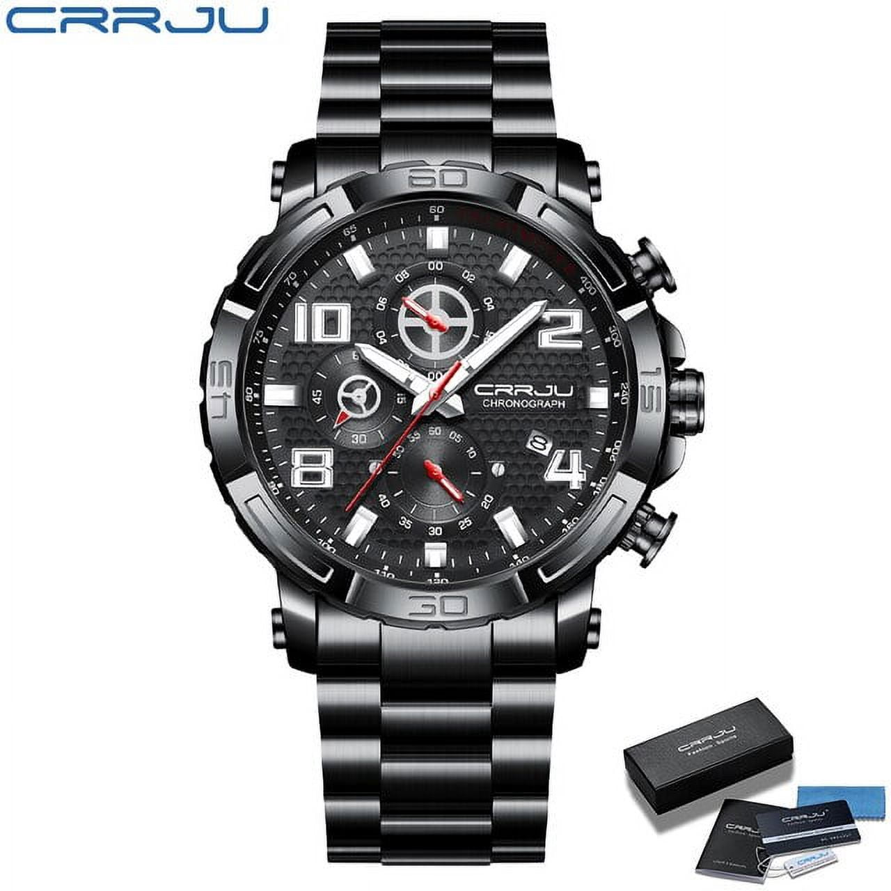 Crrju Men Watches Big Dial Waterproof Stainless Steel With Luminous ...