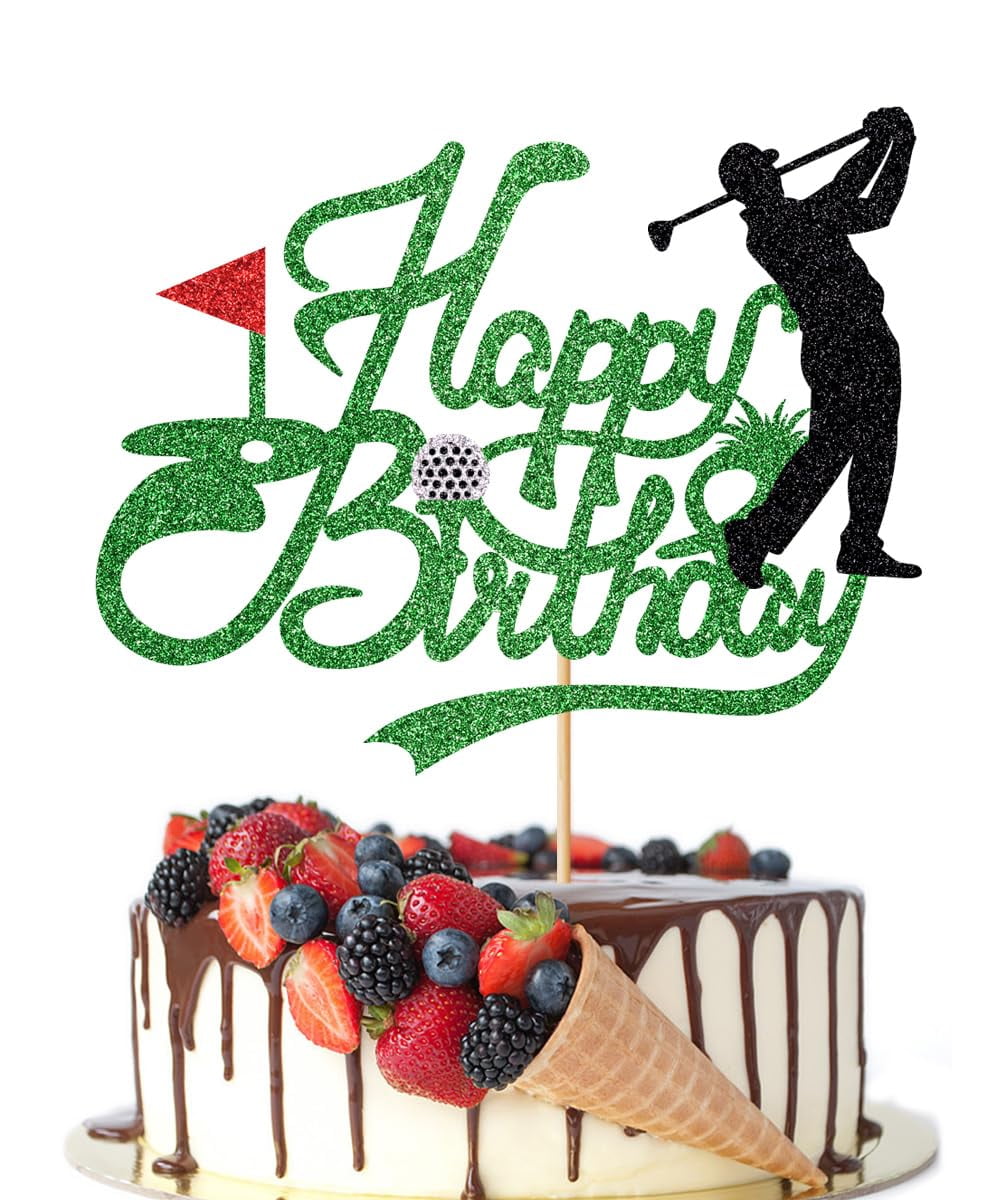 Crseniny Golf Happy TWE5 Birthday Cake Topper，Golf Ball Player Cake ...